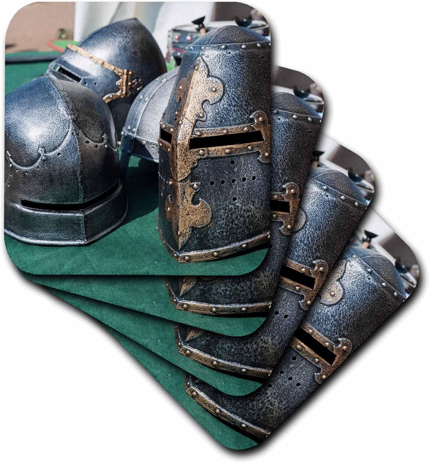 Amazon.com: Set of 8 Ceramic Tile Coasters - Iron Helmets of a Medieval ...