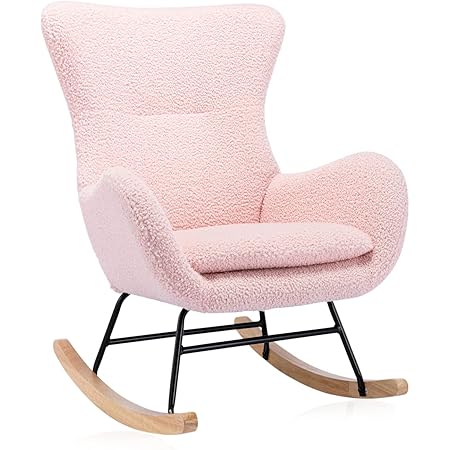 Amazon.com: Tsuysi Teddy Rocking Chair Nursery, Upholstered Rocking ...