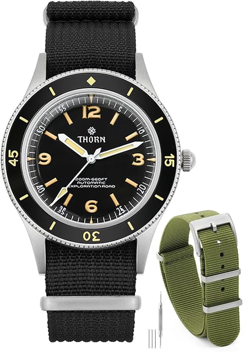 TACTICAL FROG Thorn 50-Fathoms Automatic Dive Watch with 316L Green ...