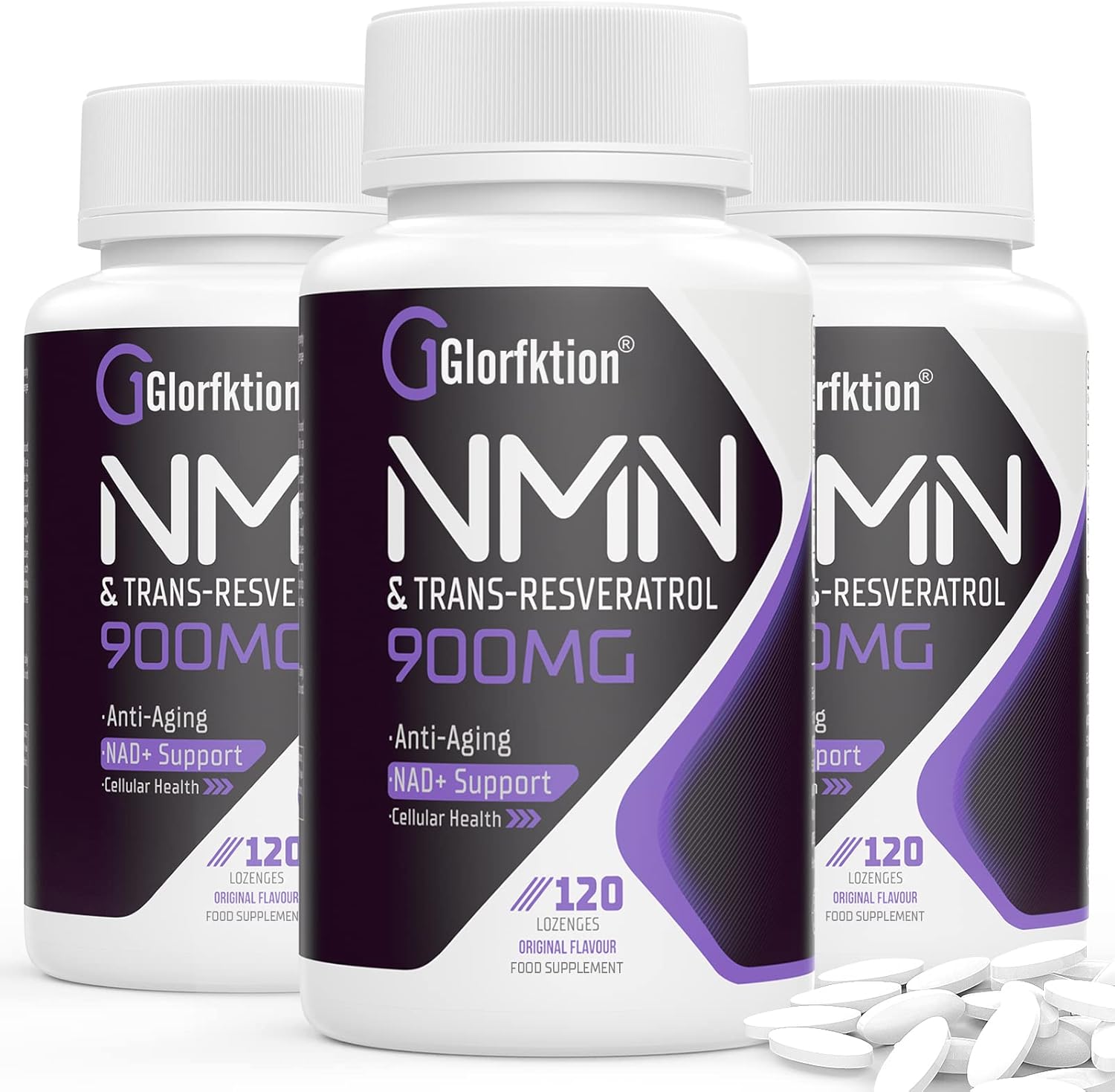 Sublingual NMN Lozenges + 99% Trans-Resveratrol 900mg | 120 Fast-Acting ...