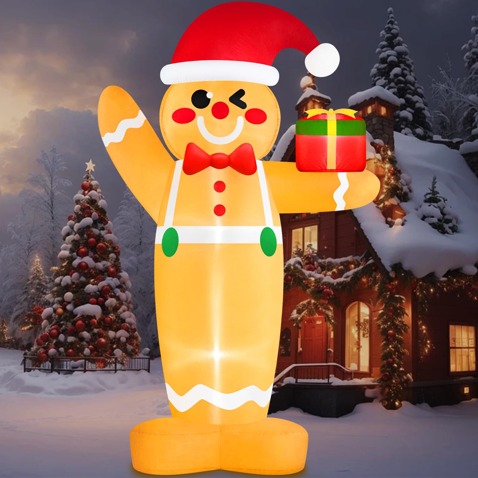 10 FT Giant Christmas Inflatables Gingerbread Outdoor Decorations ...