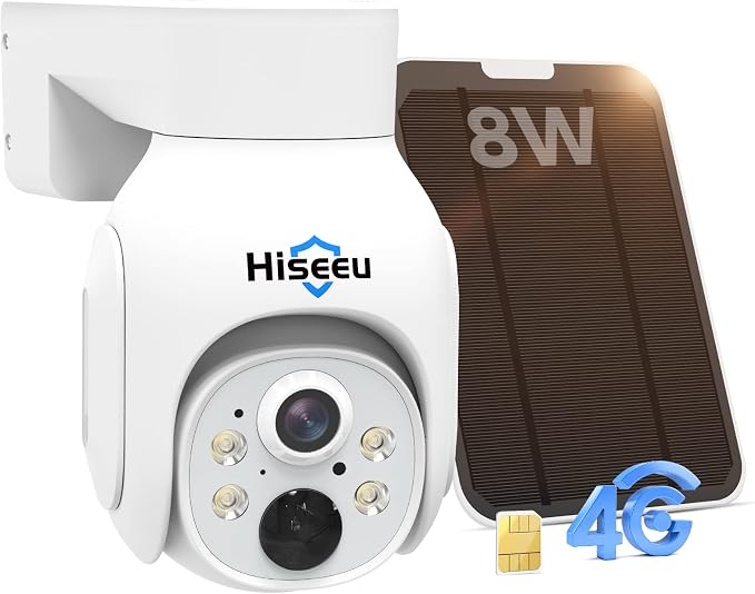 Hiseeu 3G/4G LTE Security Camera,Solar Powered Wireless Outdoor 4G ...