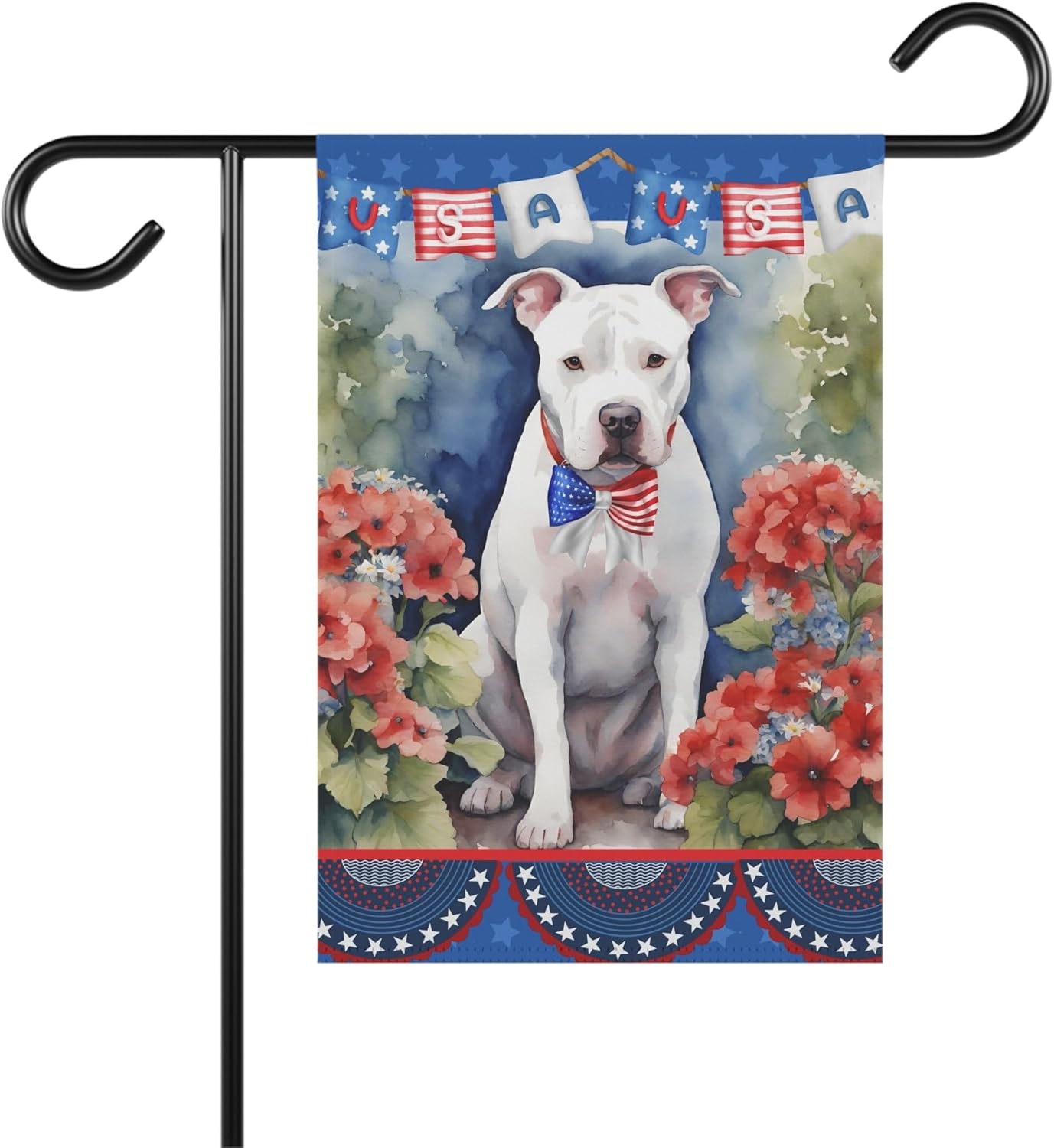 Amazon.com : TraQunn White Pit Bull Dog Patriotic Summer Garden Flag ...