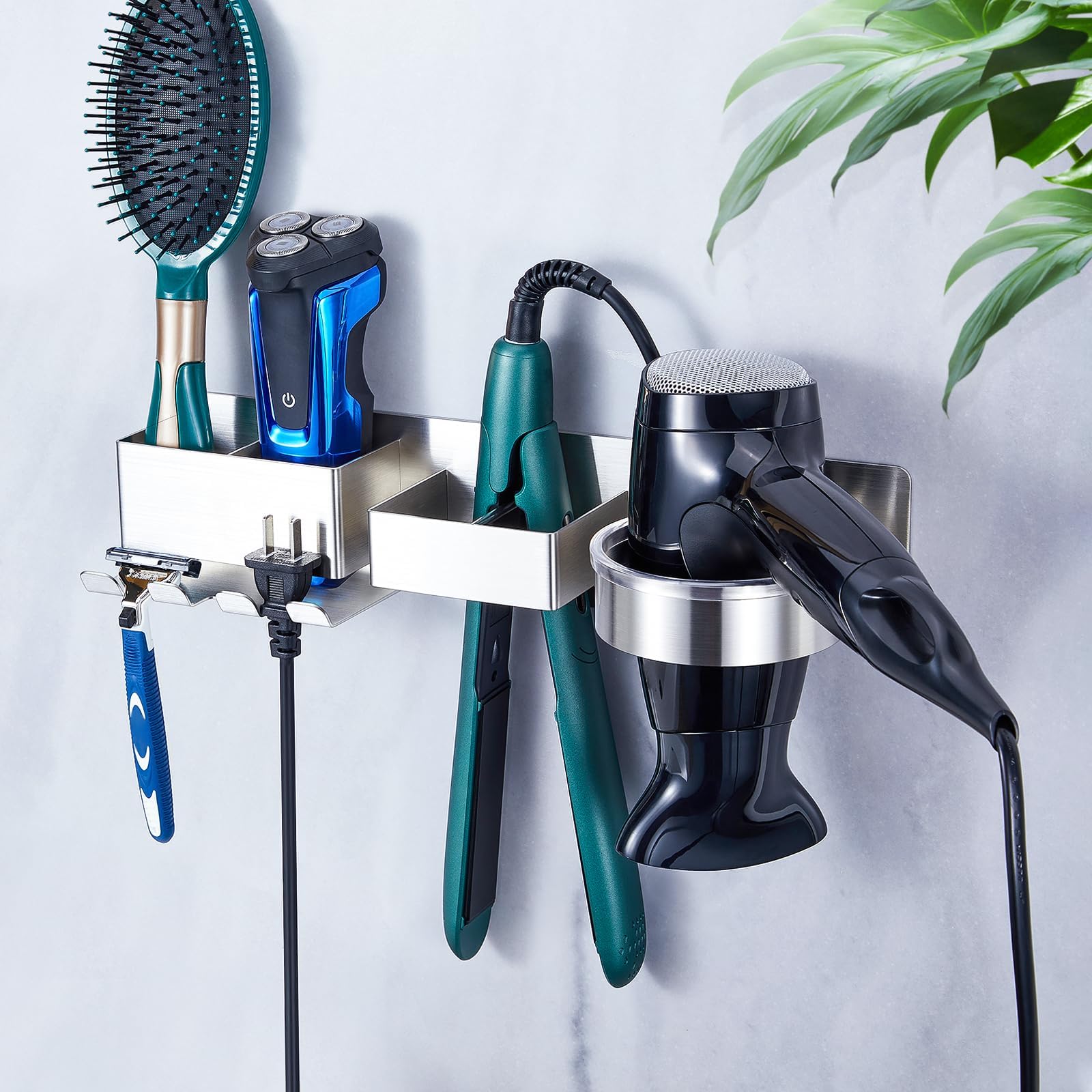 YAYINLI Hair Dryer And Straightener Holder, Hair Dryer Holders Wall ...
