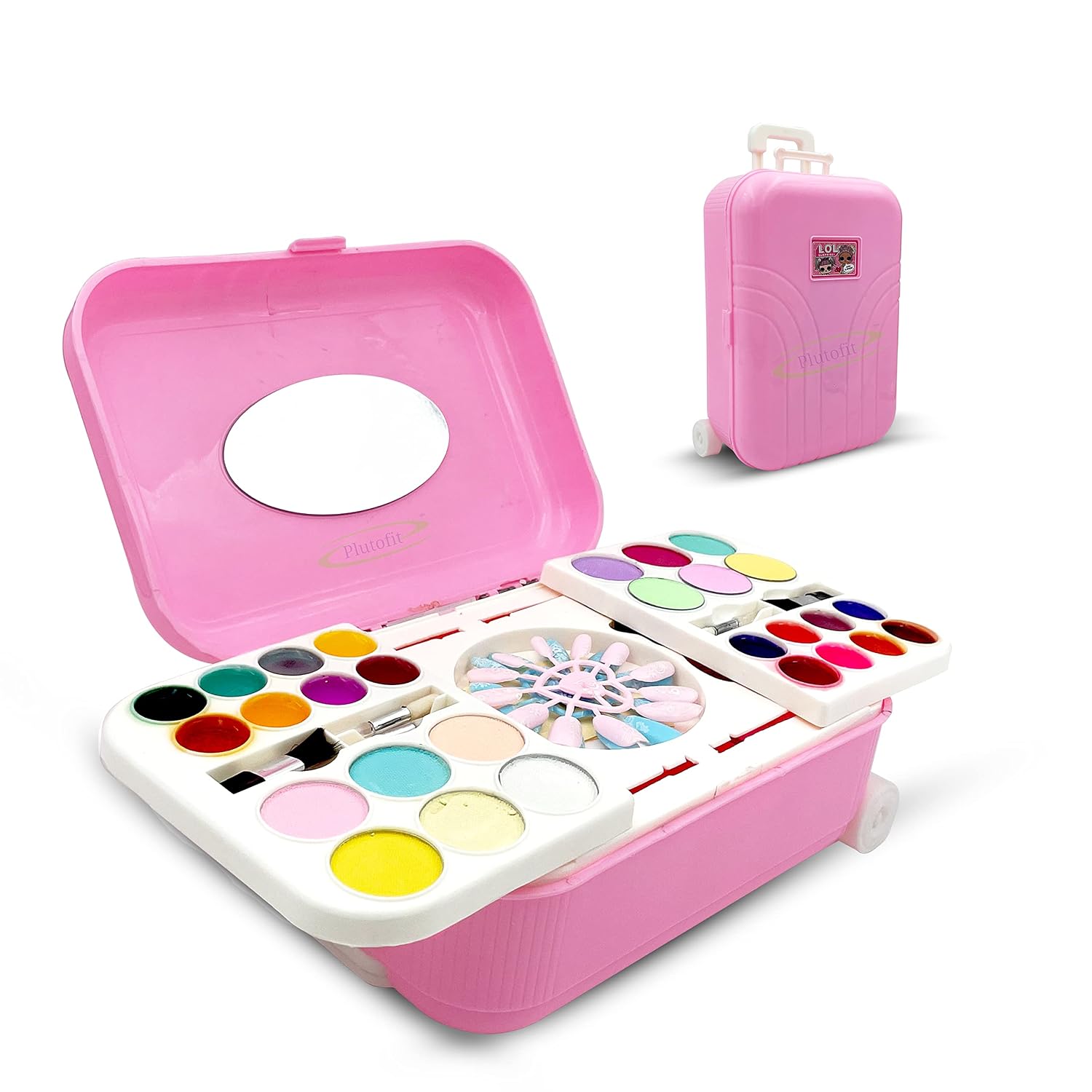Buy Plutofit 2 in 1 Cosmetic Makeup Palette and Nail Art Kit for Kids ...