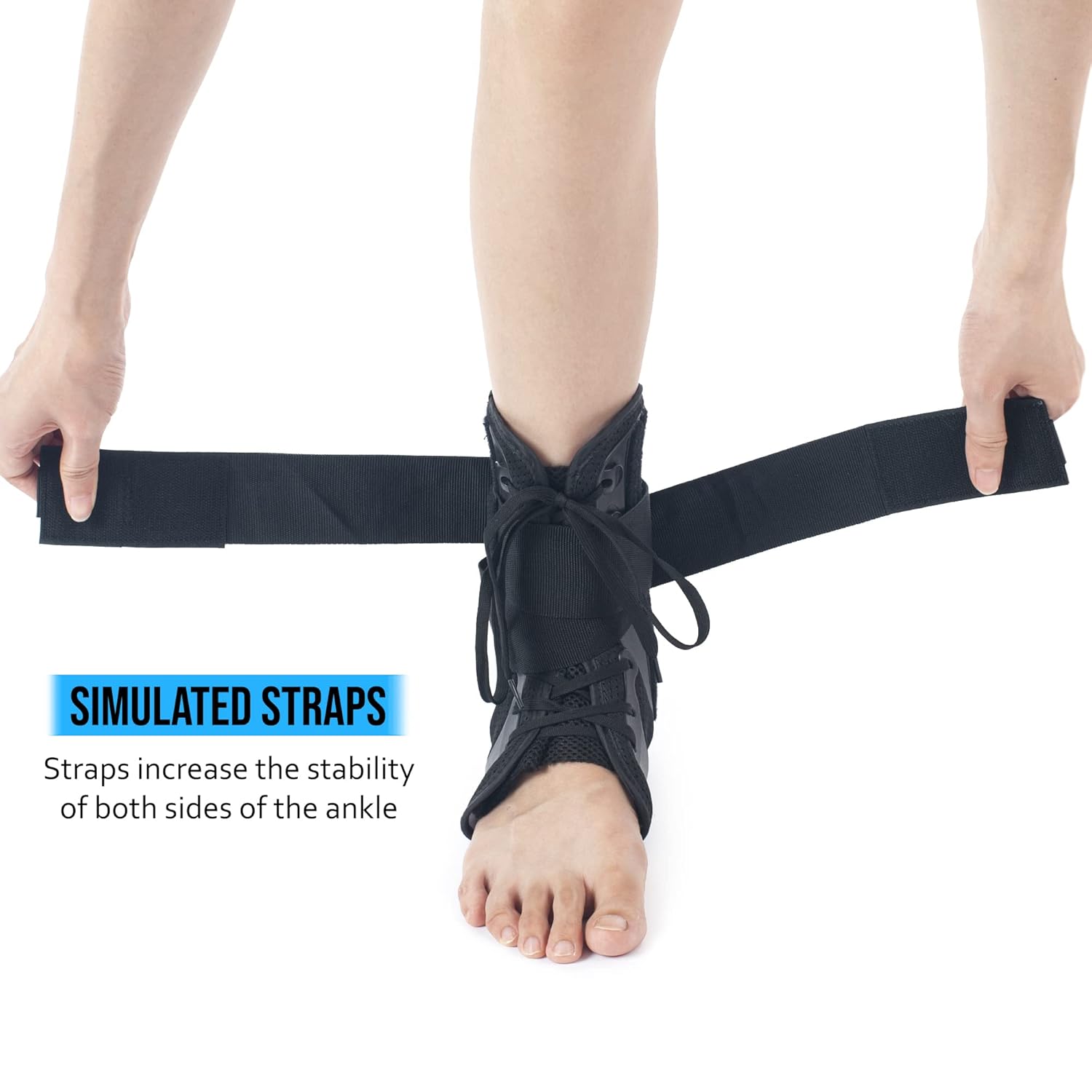 360 RELIEF Lace Up Ankle Support Brace – Adjustable Strap with Plastic ...