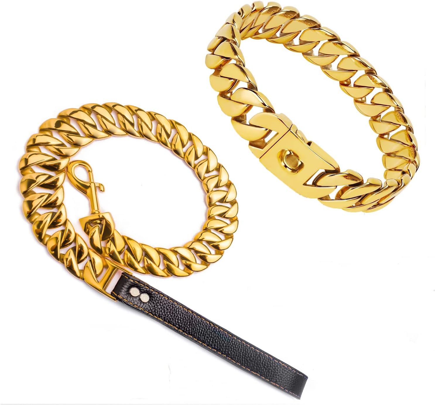 Amazon.com : Kingoldogs 32mm Big Dog Chain Collar + Cuban Chain Link ...