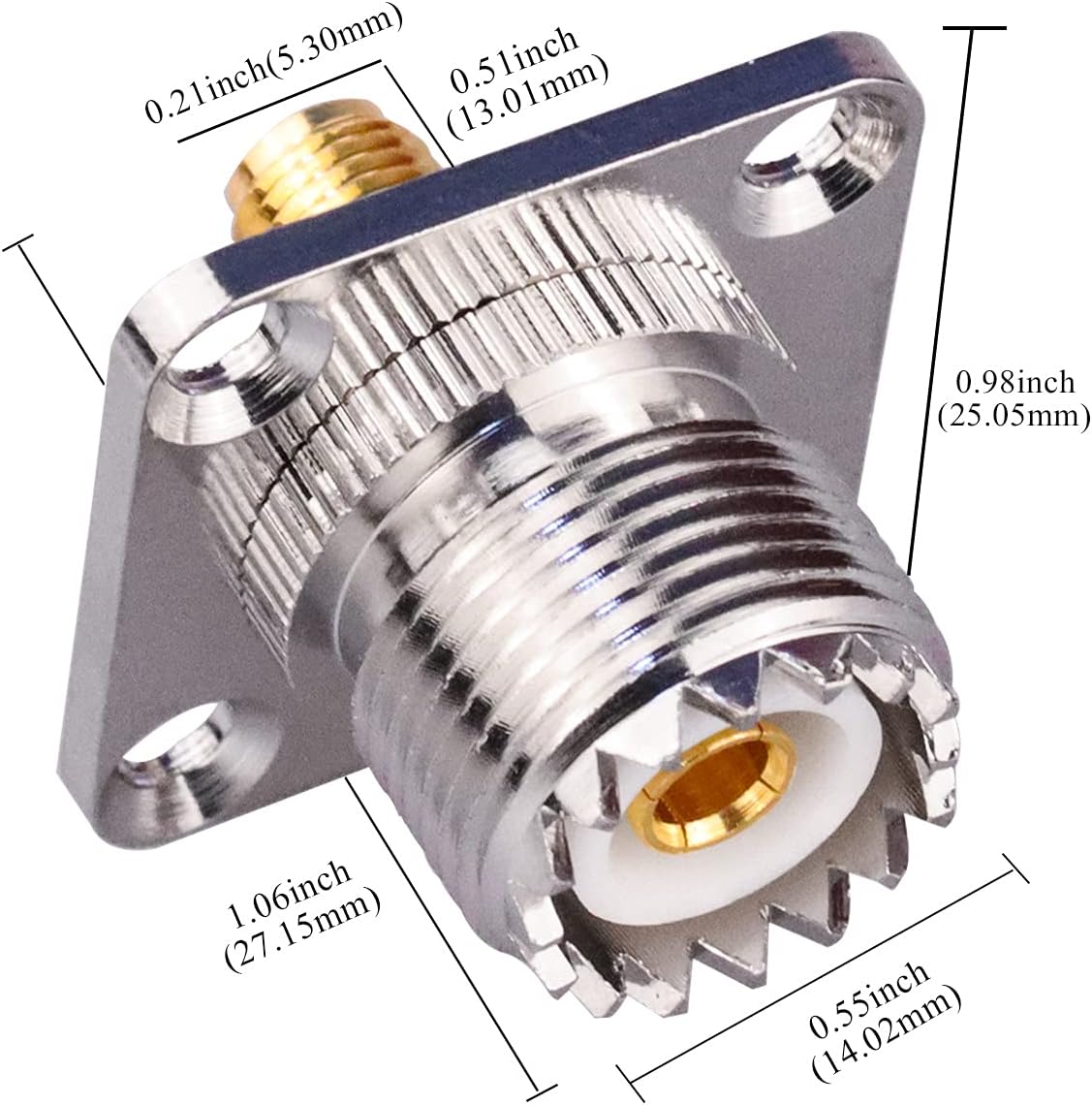 TUOLNK SMA Female to UHF Female Jack Panel Chassis Mount RF Coax Adapter SO239 PL259 UHF to SMA ...