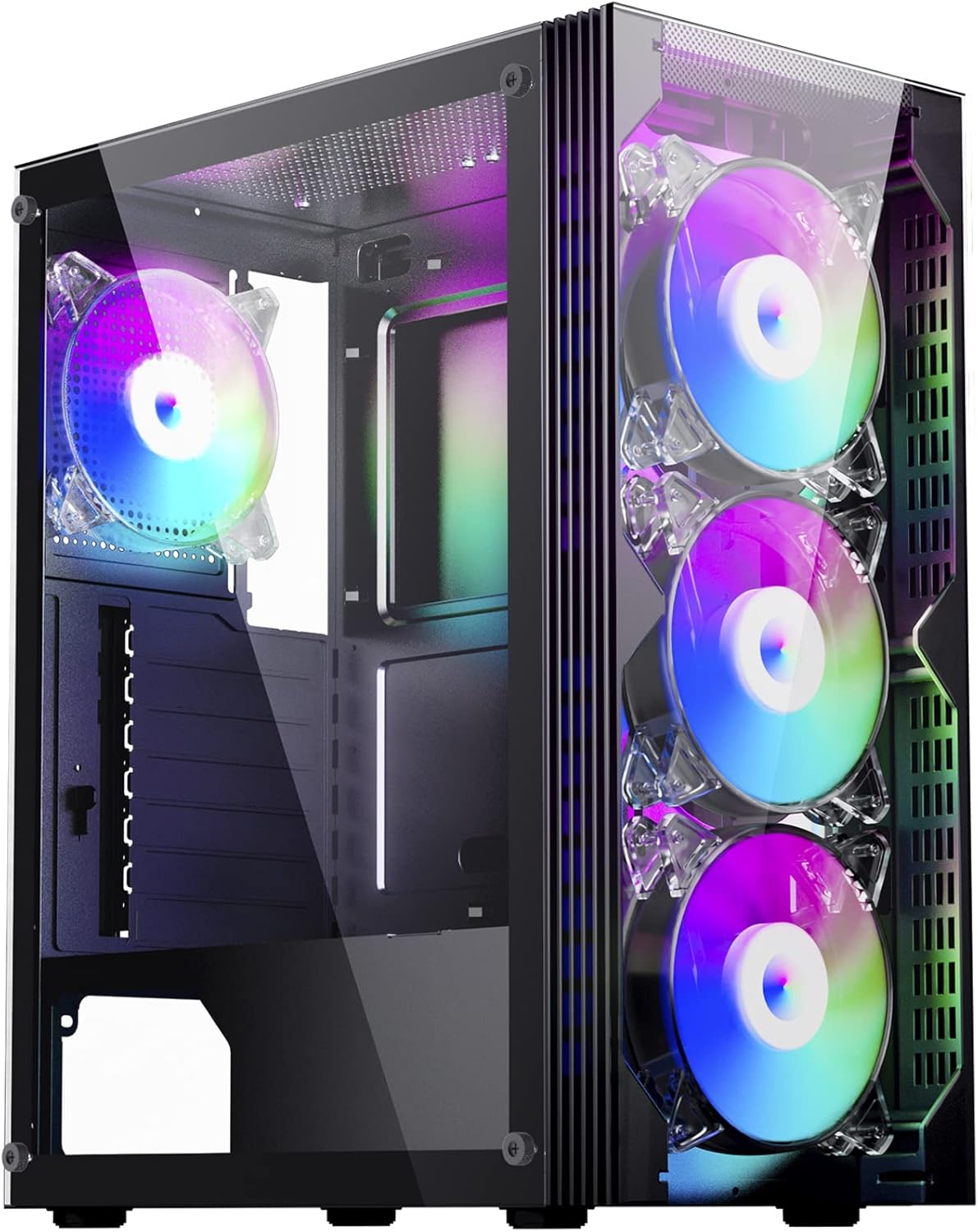 Amazon.com: ESGAMING Gaming PC Case ATX Mid Tower Case with 4pcs 120mm ...