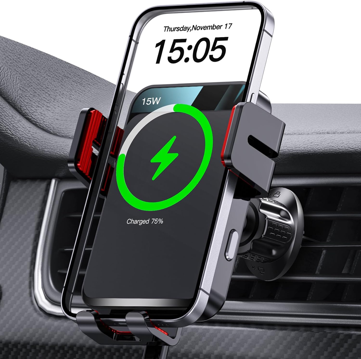 Amazon.com: Wireless Car Charger, MOKPR Auto-Clamping Car Mount 15W/10W ...