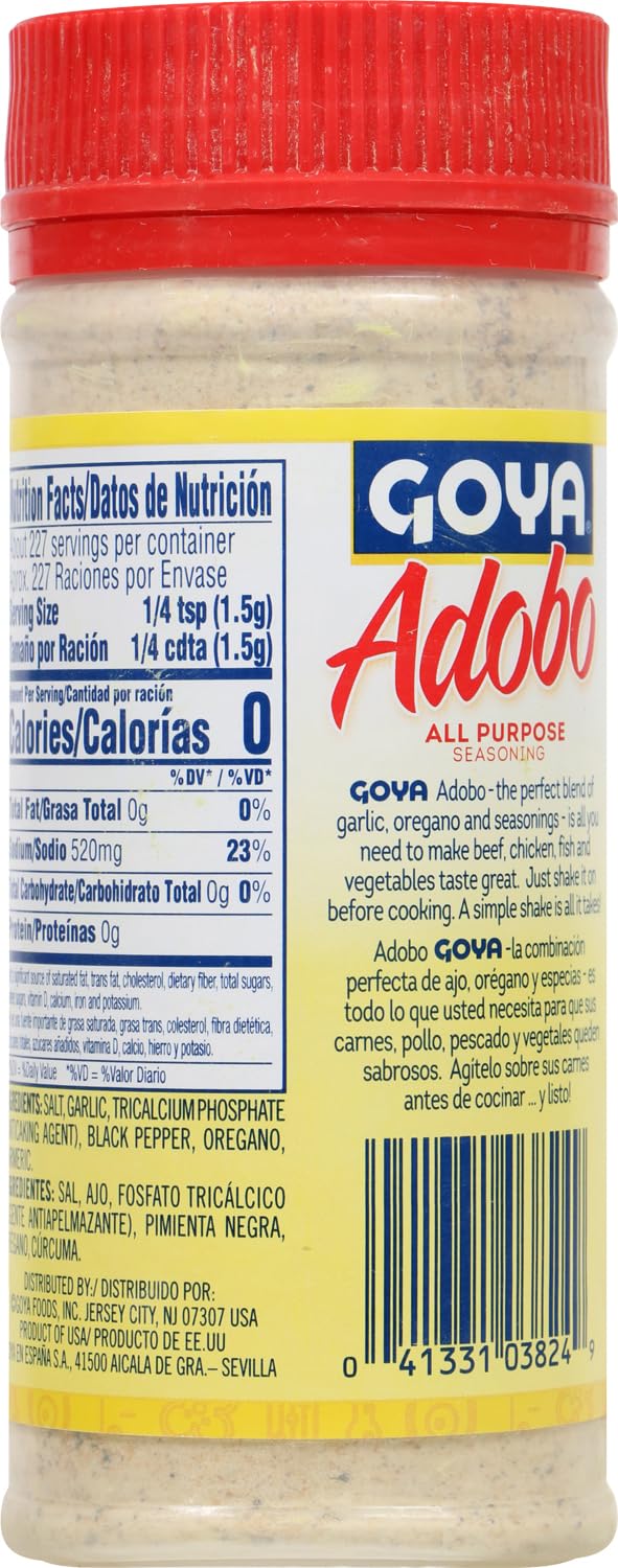 Goya Foods Adobo – Condimento multiusos con pimienta, 12 onzas (paquete ...