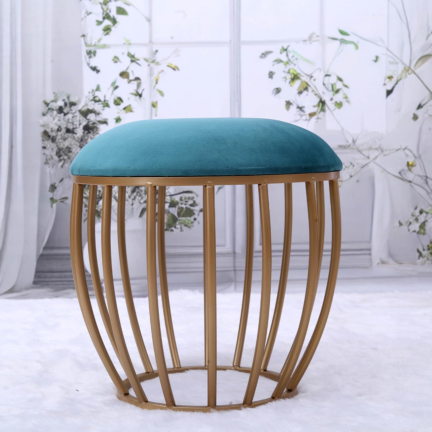 Greetwood Classic Metal Stool for Living Room | Cage-Style Seating for ...