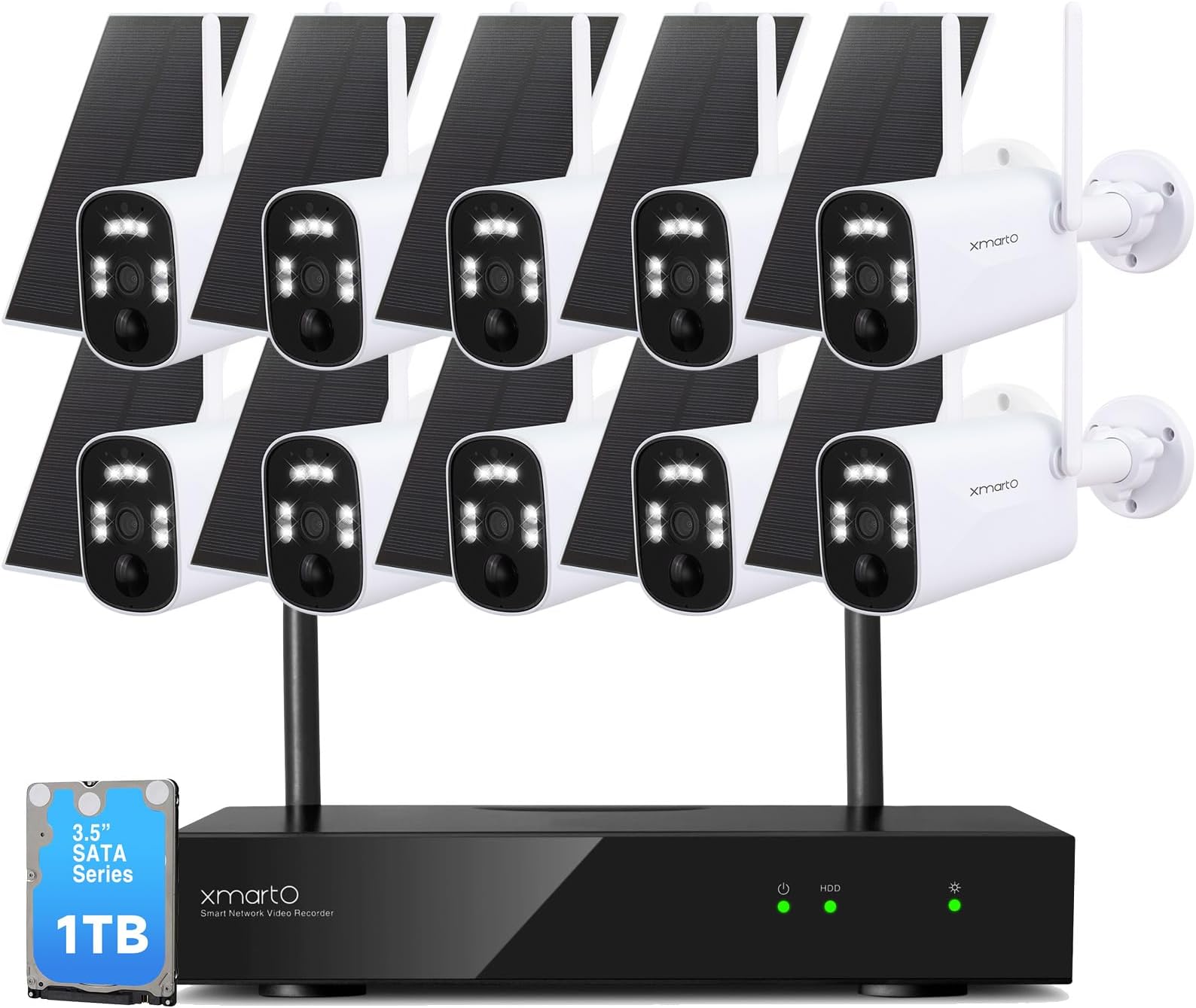 Amazon.com : XMARTO 100% Wire-Free Solar Home Security Camera System ...