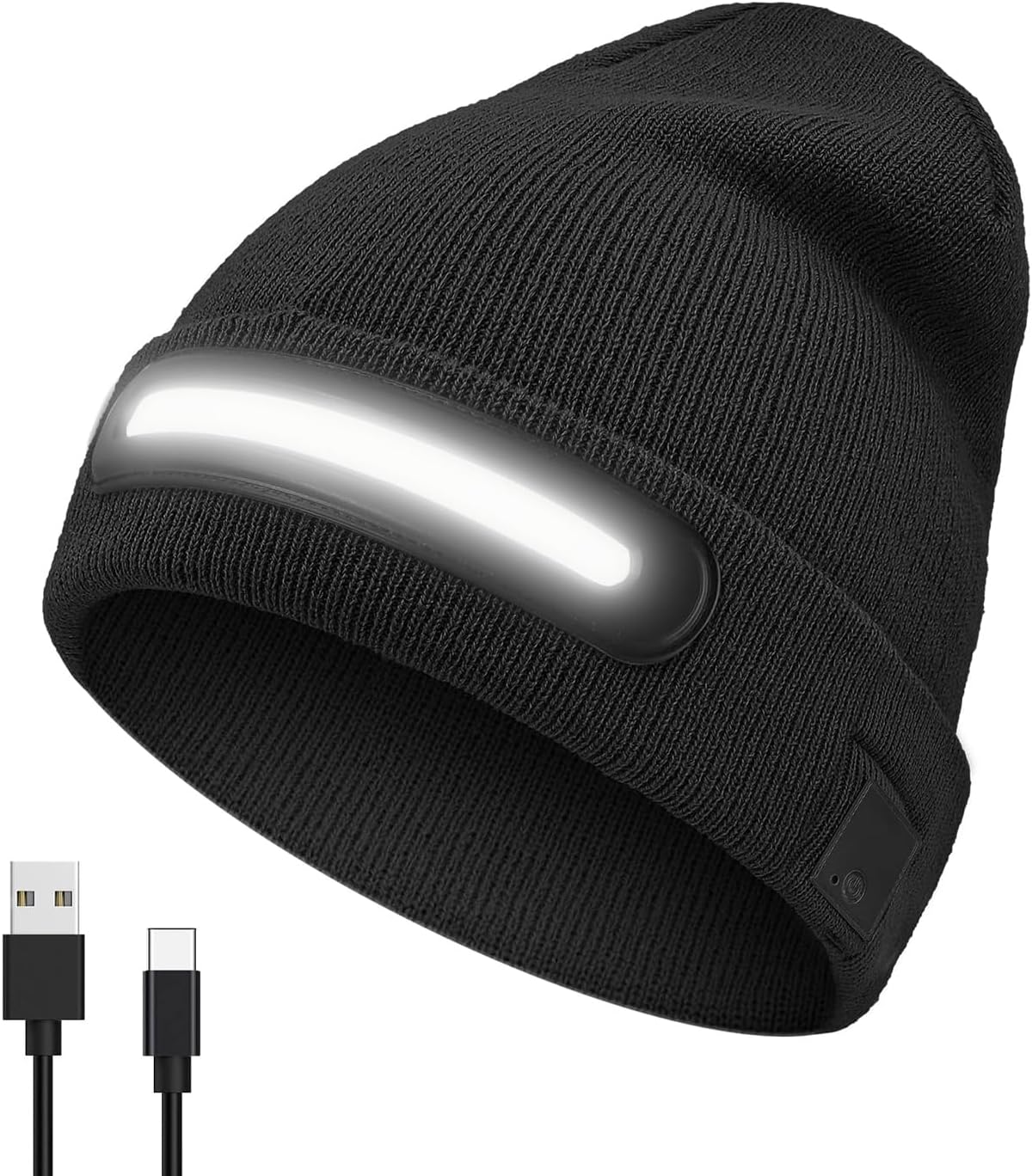 Getsuna Rechargeable LED Headlamp Cap with Lights, Unisex Beanie Hat ...