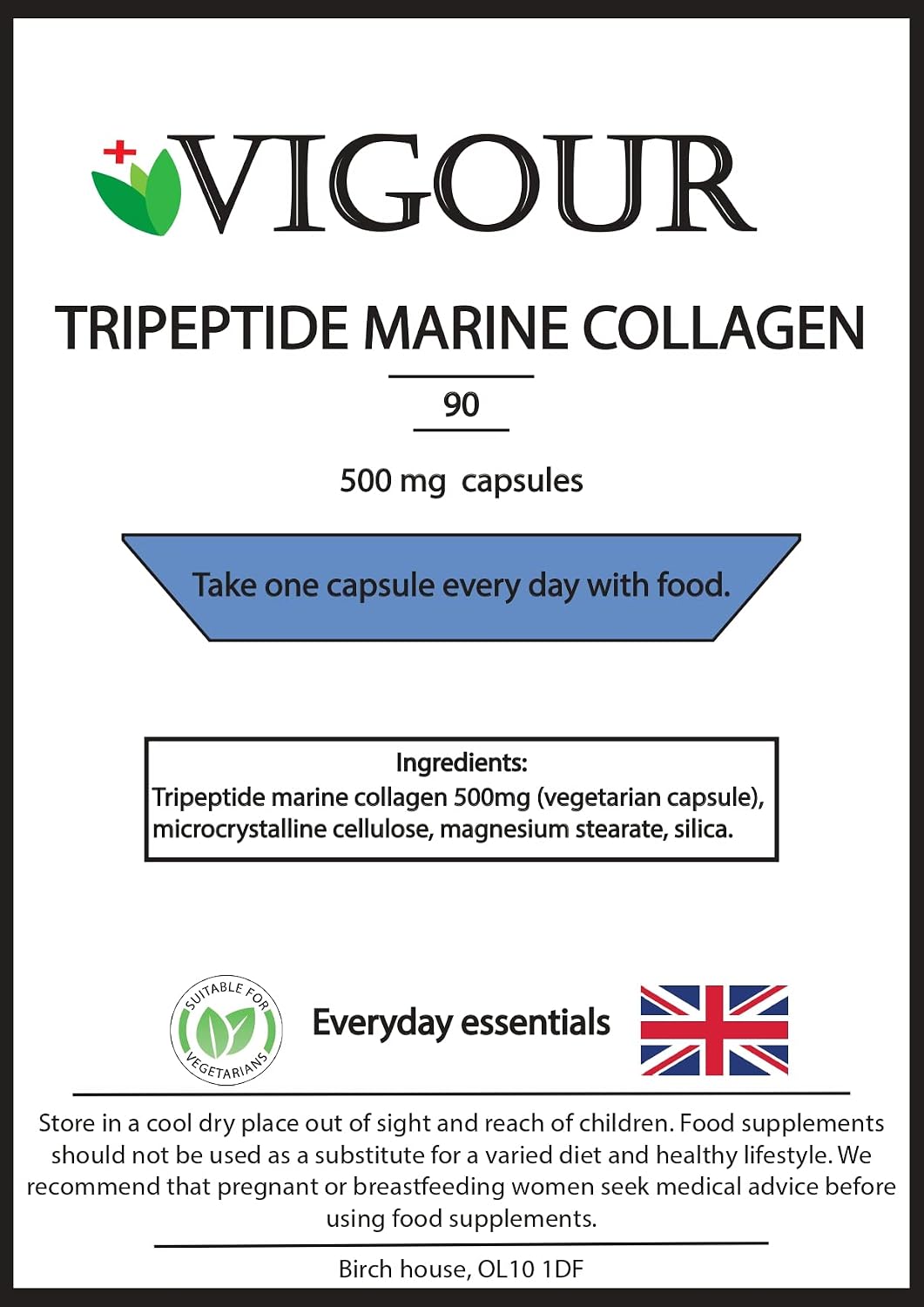 Tripeptide Marine Collagen - 90 High Strength 500mg Capsules : Amazon ...