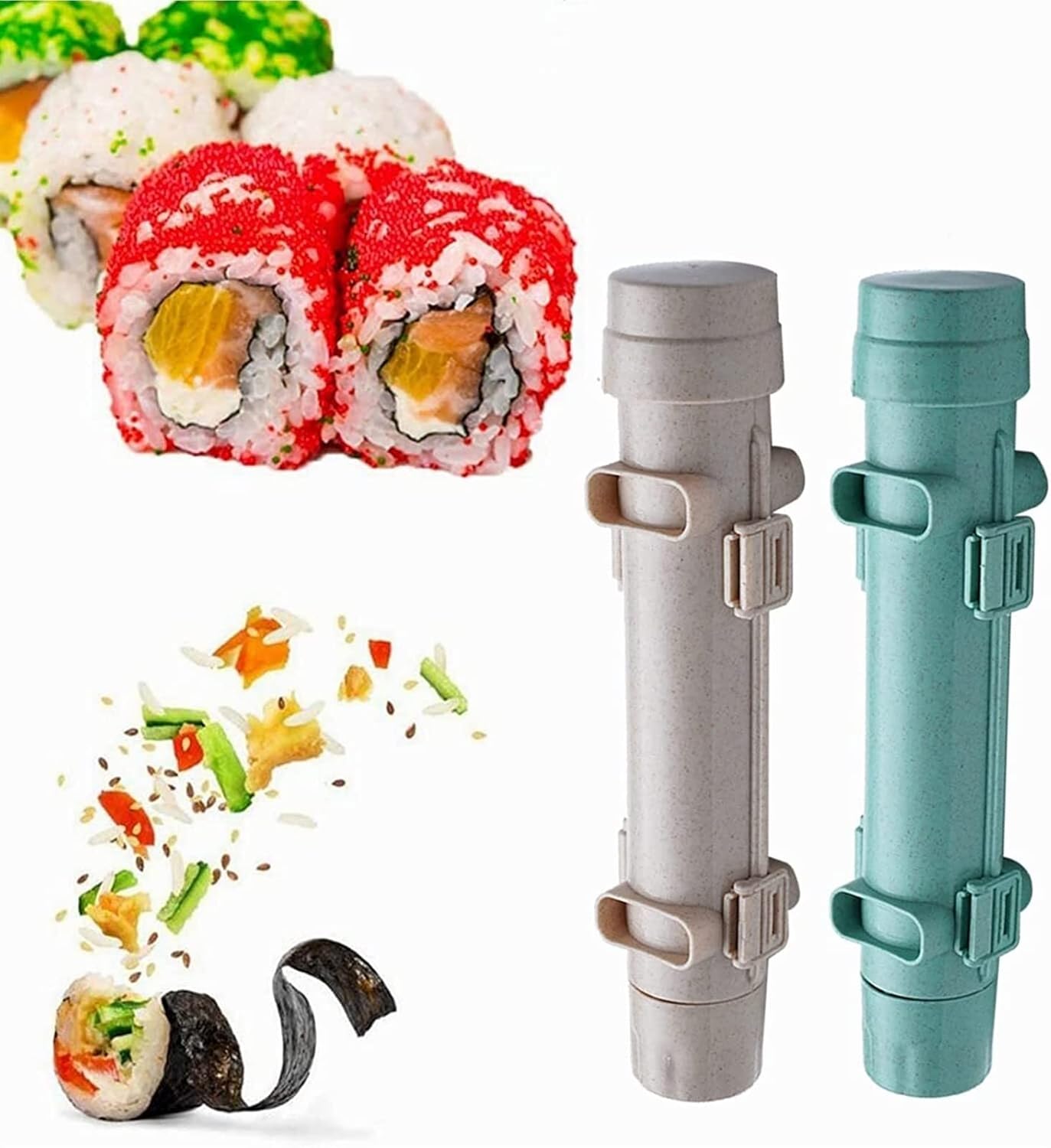 Amazon.com | FAZORA 2Pack Sushi Bazooka Sushi Mold All in One Quick ...