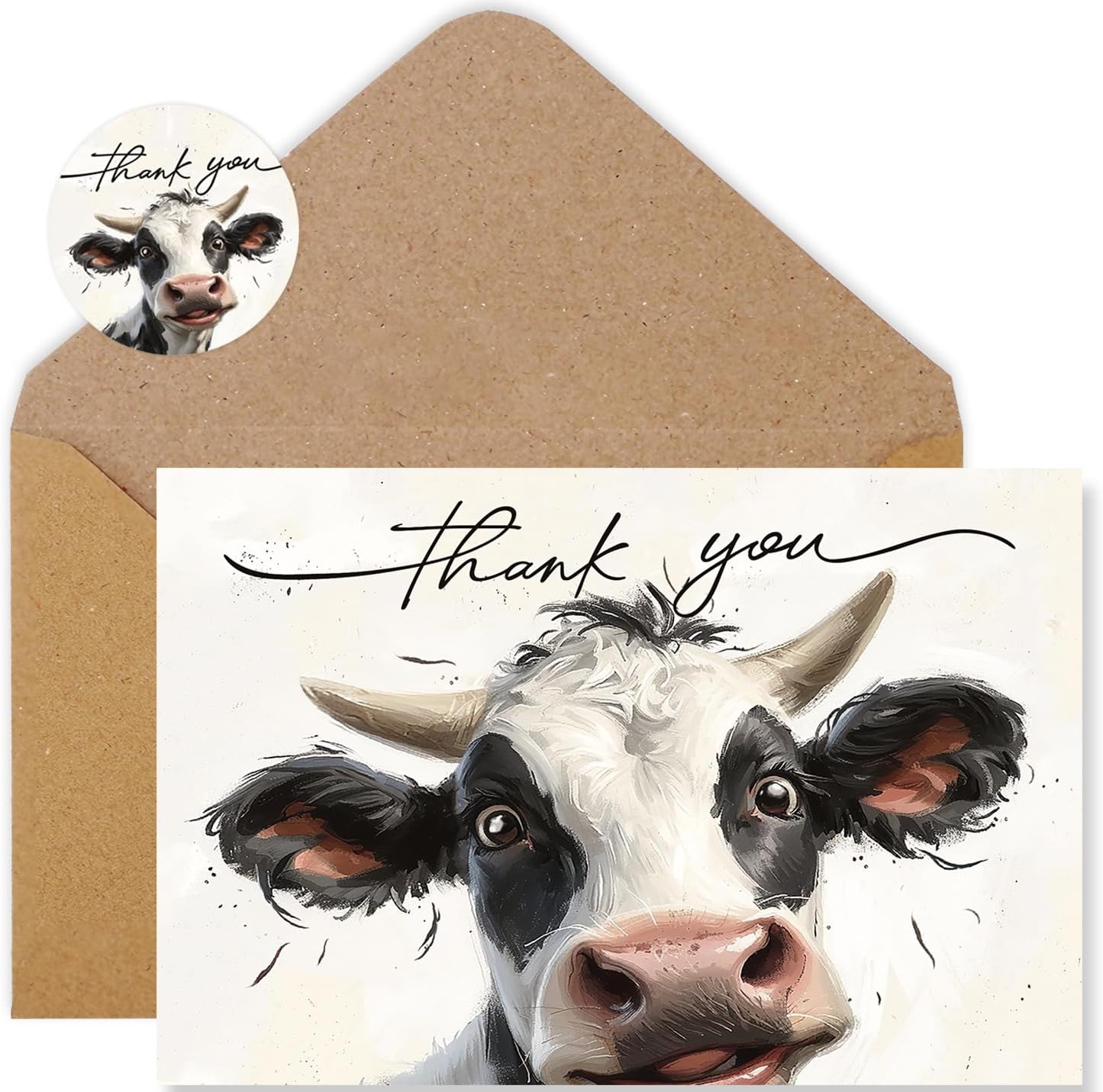 Amazon.com : Whaline 36Pcs Cow Thank You Cards with Envelopes and ...