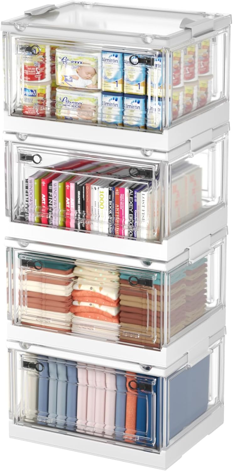 Contenedores de almacenamiento con tapas, 4 paquetes de contenedores de ...