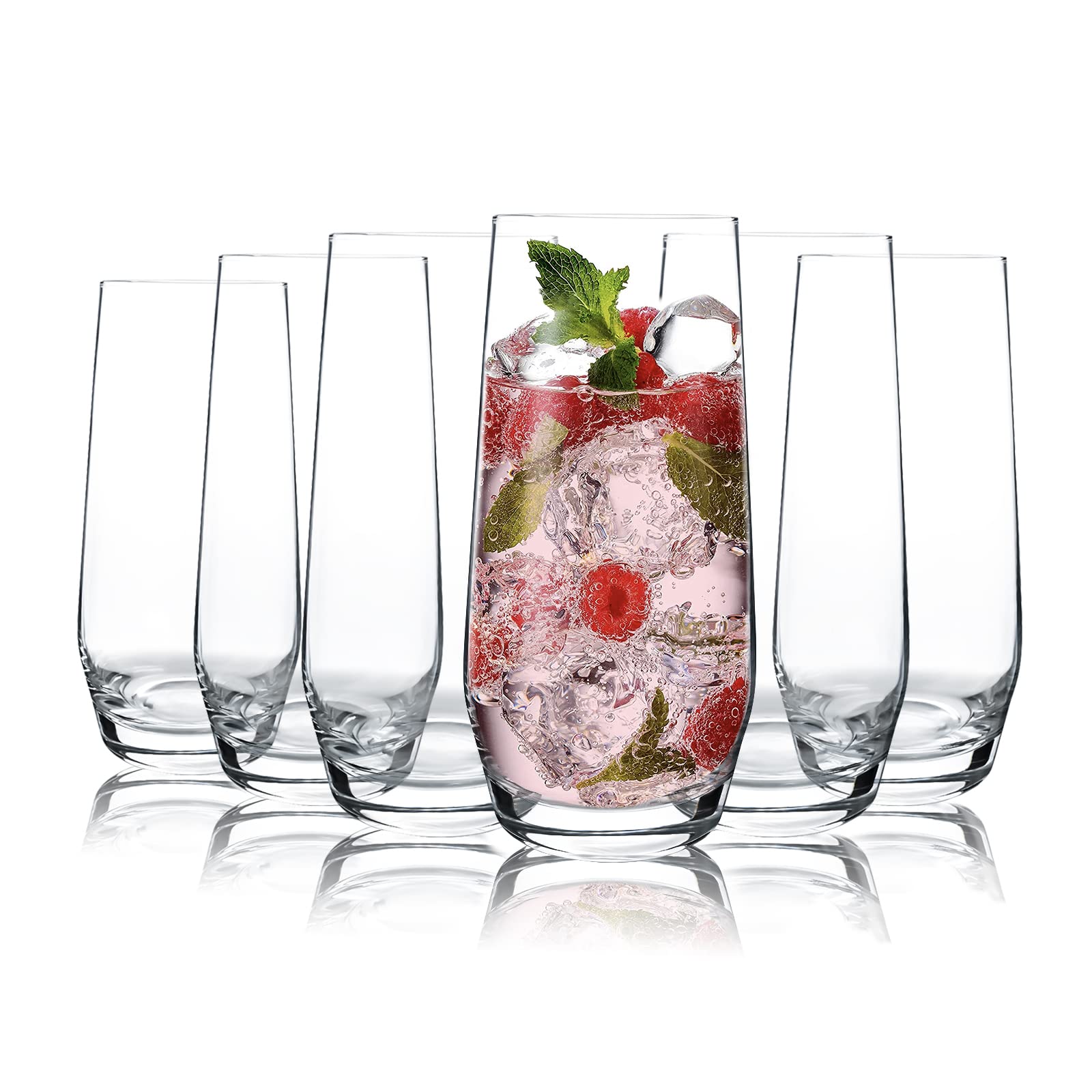 D.M DESIGN·MASTER [6 Pack,18.6 OZ] - Large Tall Glass Cups, Lead-Free ...