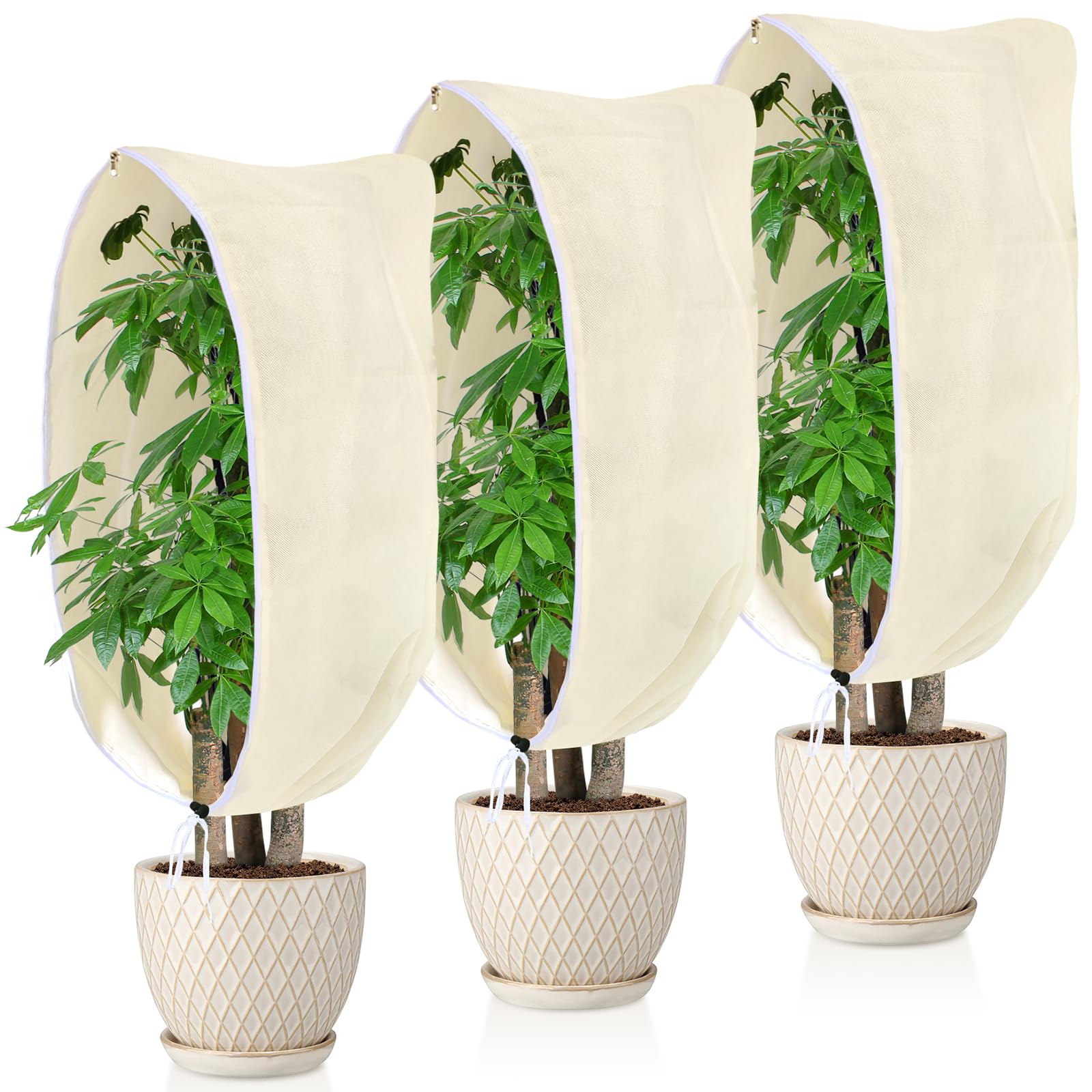 WenYa 3Pcs Plant Frost Protection Covers, 80x100cm Non-Woven Fabric ...