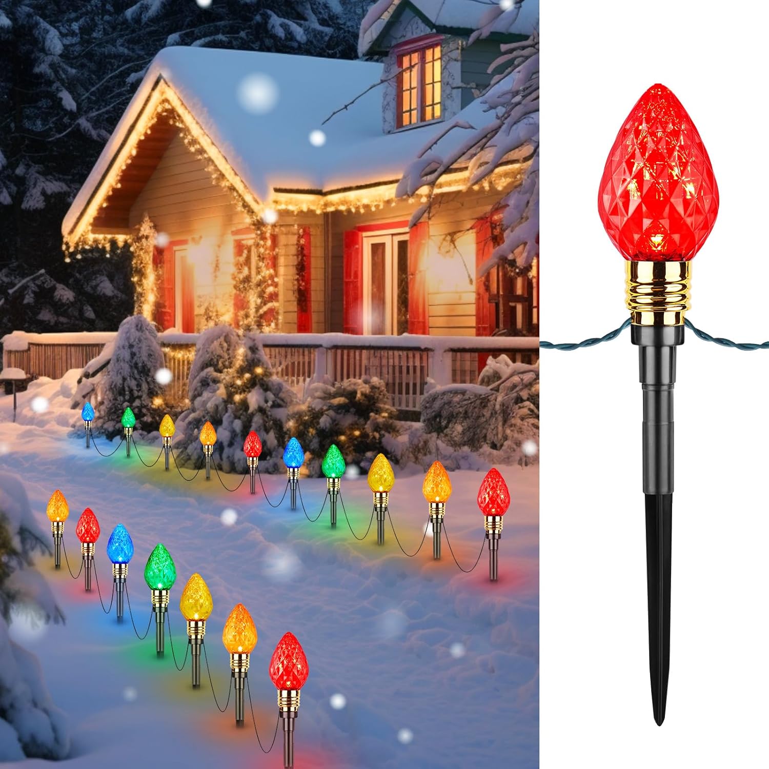 2 Pack Strawberry C9 Christmas Pathway Lights Outdoor - Total 34.8 Feet ...
