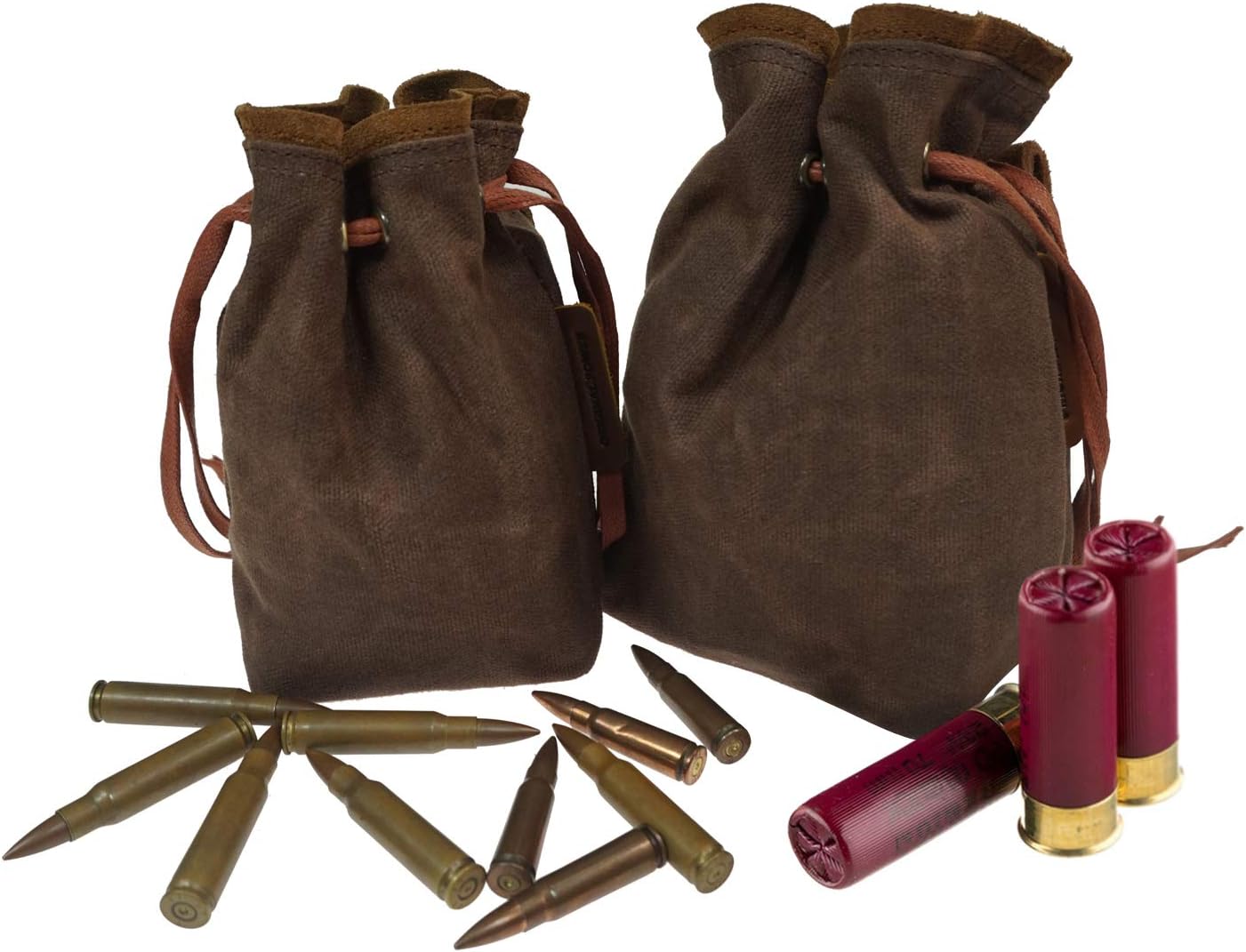 Amazon.com : Drawstring Leather Ammo Cartridge Bag, Rifle Shotshell ...