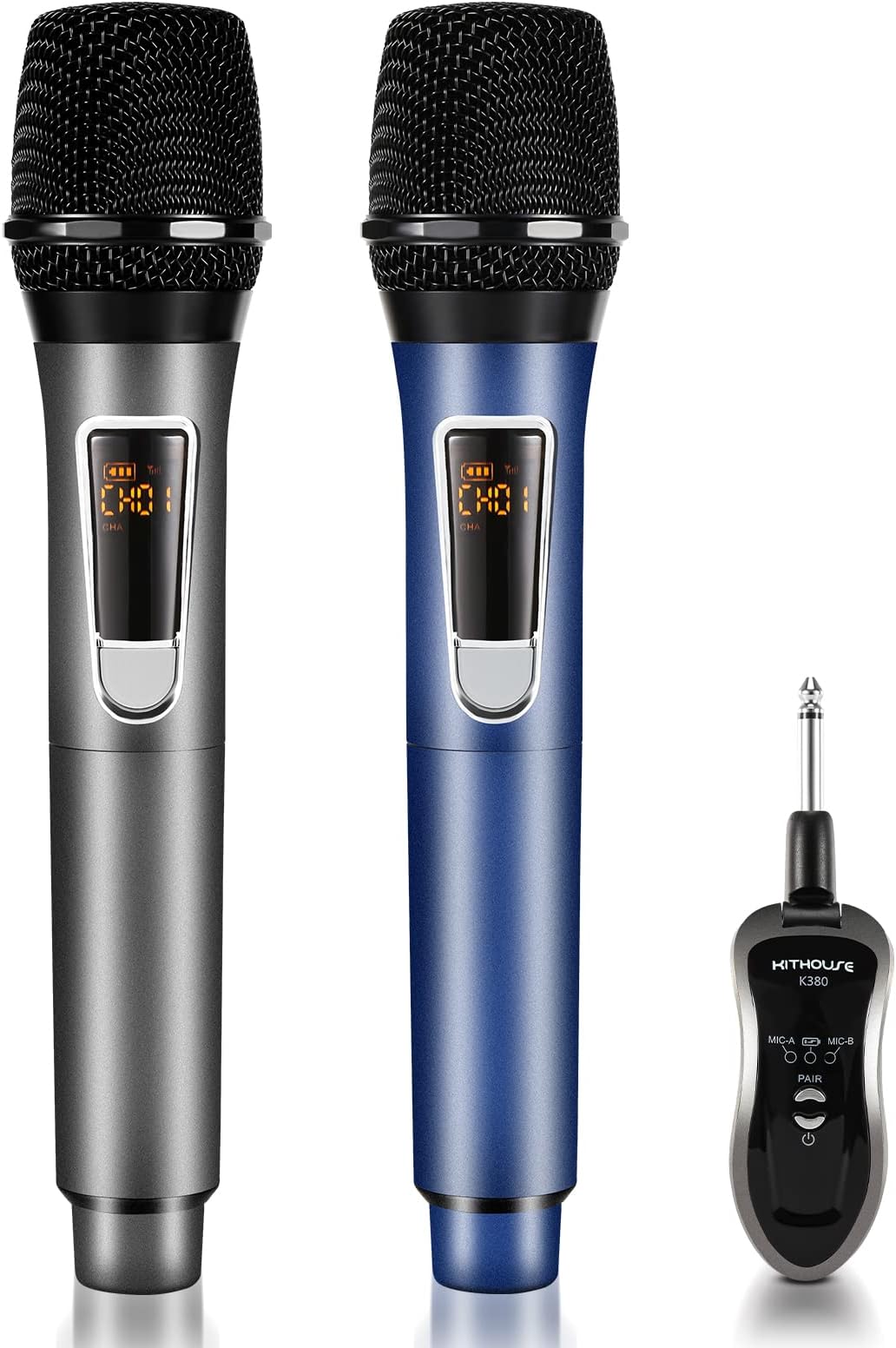 Amazon.com: Kithouse Wireless Microphone-2.4GHz Metal Dual Handheld ...