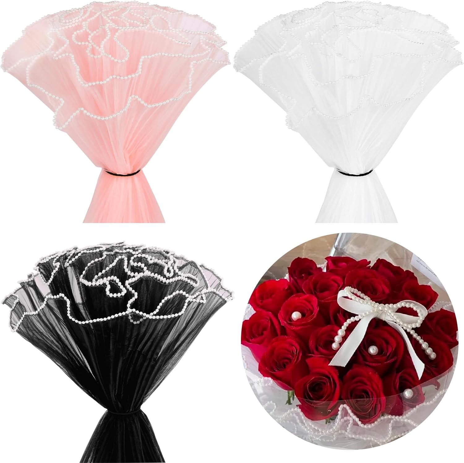 Amazon.com: 6 Pack Flower Wrapping Mesh Paper, 26.2 Yard Pearl Edge ...