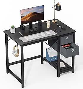 Amazon.com: SMUG 40 Inch Computer Desk, Small Office Desk with Storage ...