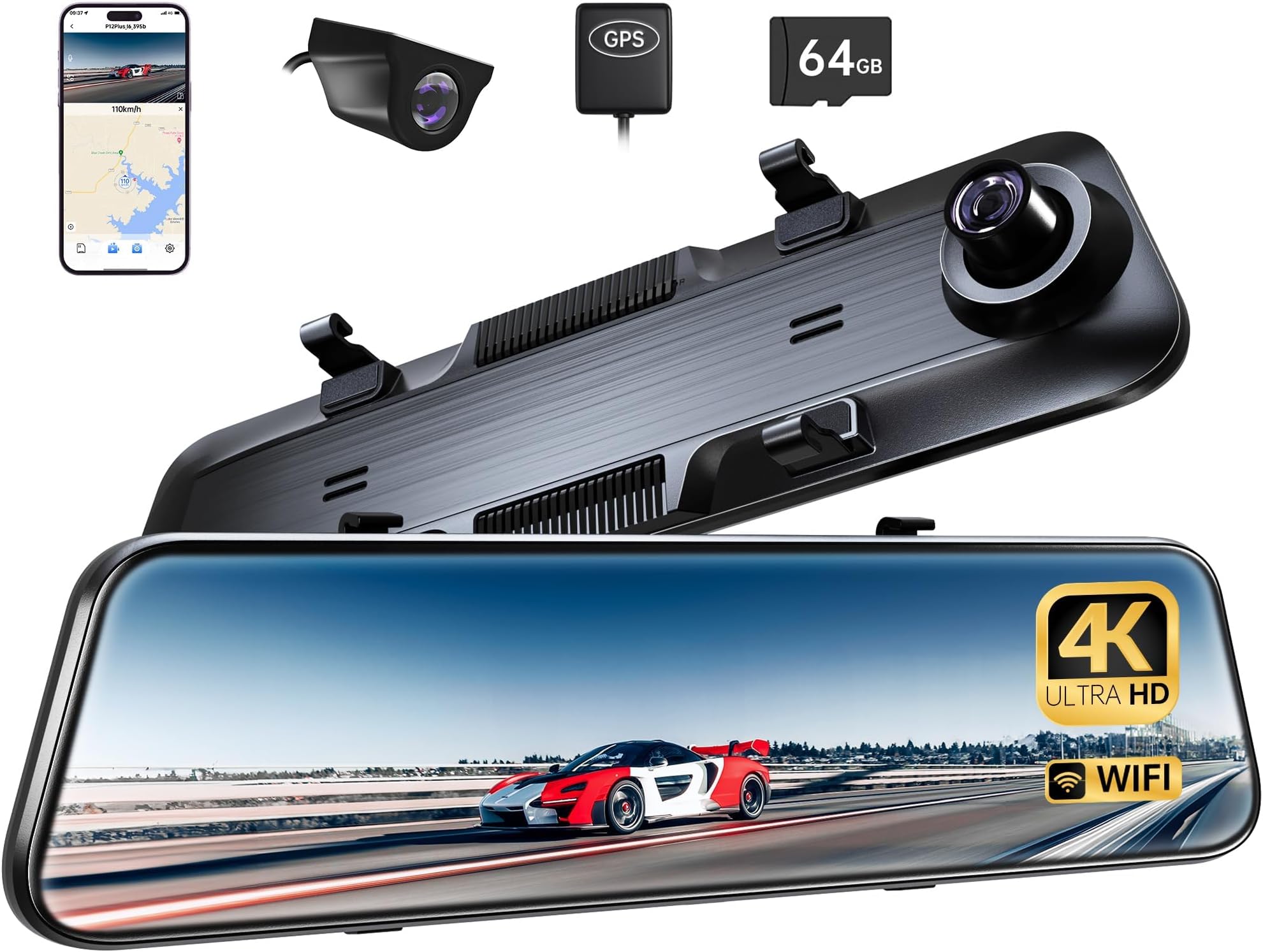 Amazon.com: 2.5K Mirror Dash Cam Waterproof Backup Camera Car Dash ...