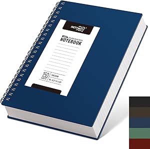 RETTACY A4 Notebook, Notepad, Wirebound Spiral Notebooks 300 pages/150 ...