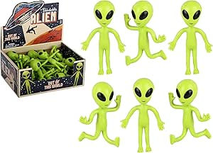 Amazon.com: Bendable Rubber Neon Green Aliens - 12 Pack. (4") Action ...