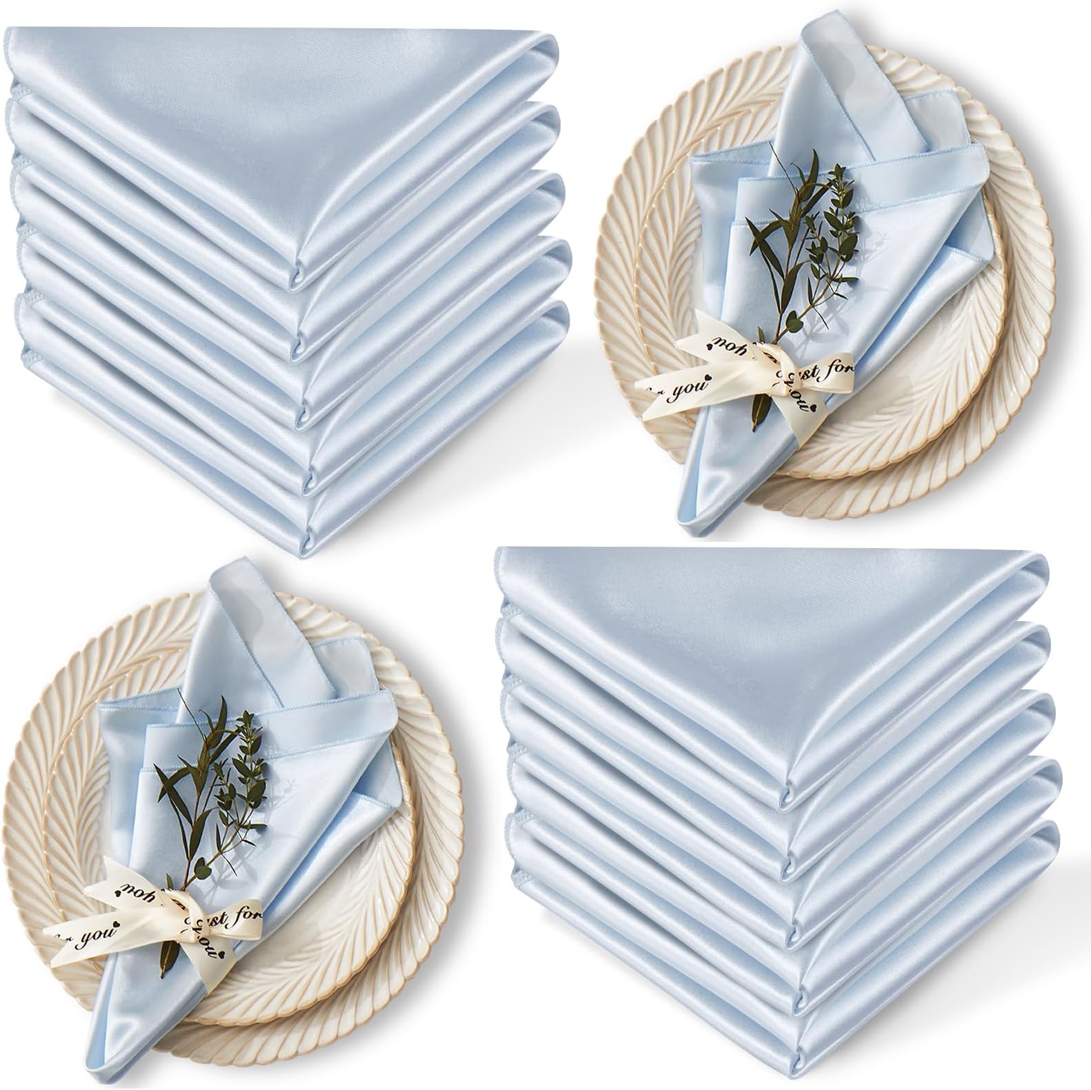 Amazon.com: Cobedzy 12 Pack Satin Table Cloth Napkins, 17x17 Inch Baby ...