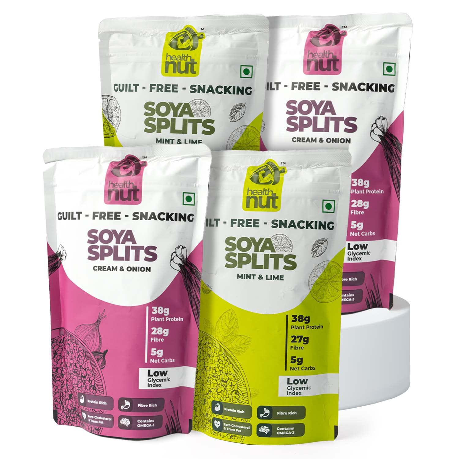 HealthNut Soya Splits Snack Packed in Cream & Onion and Mint & Lime ...