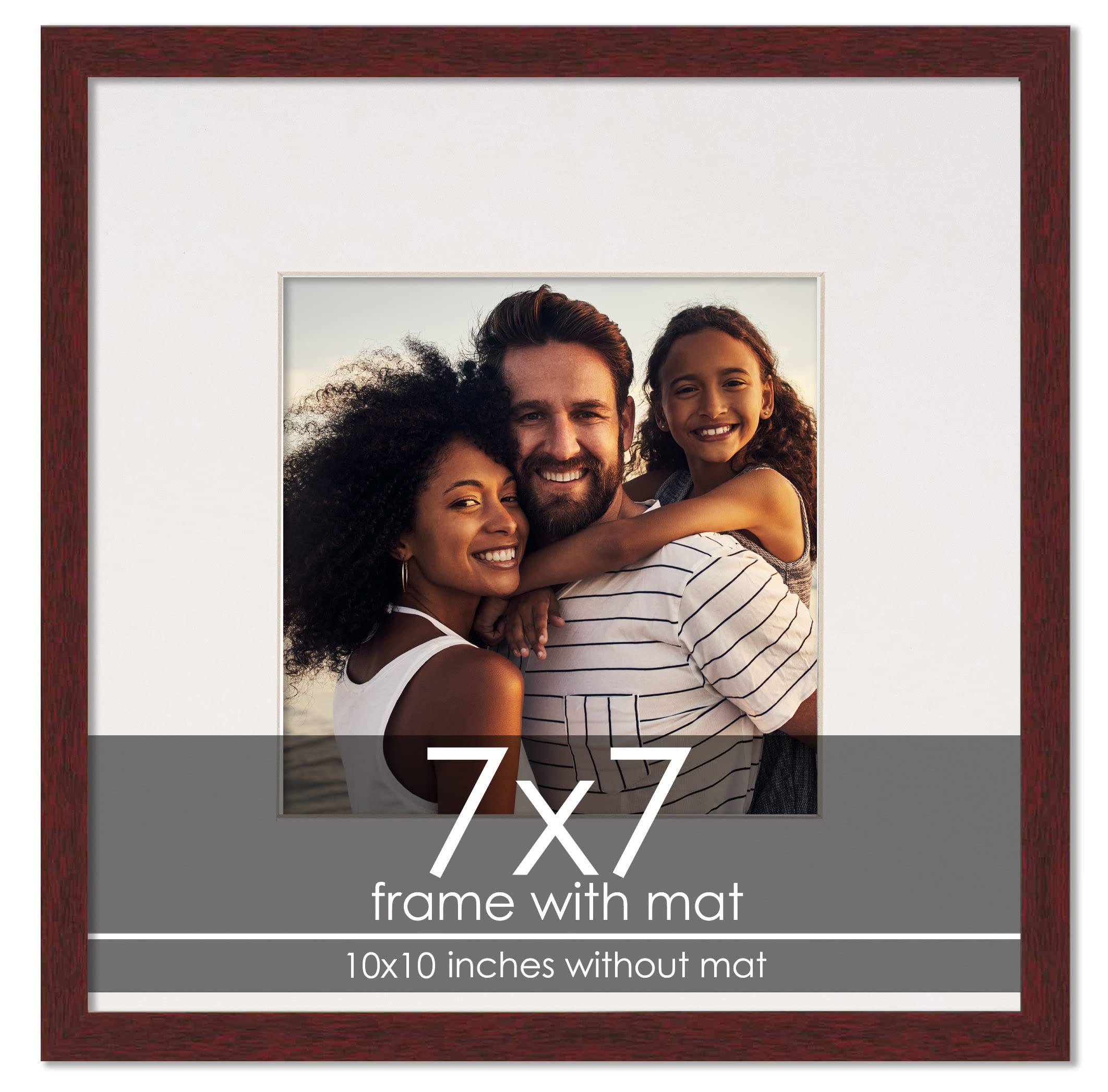 Amazon.com - 7x7 Frame with Mat - Brown 10x10 Frame Wood Made to ...