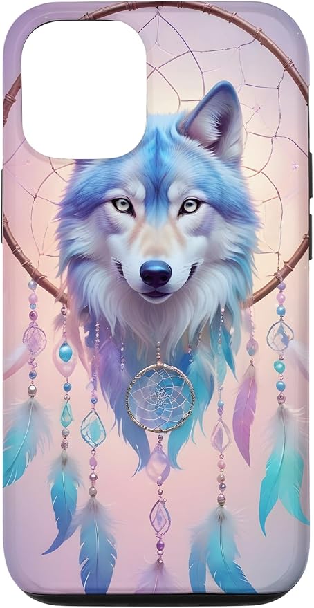 Amazon.com: iPhone 15 Native American Feather , wild flower and Wolf ...