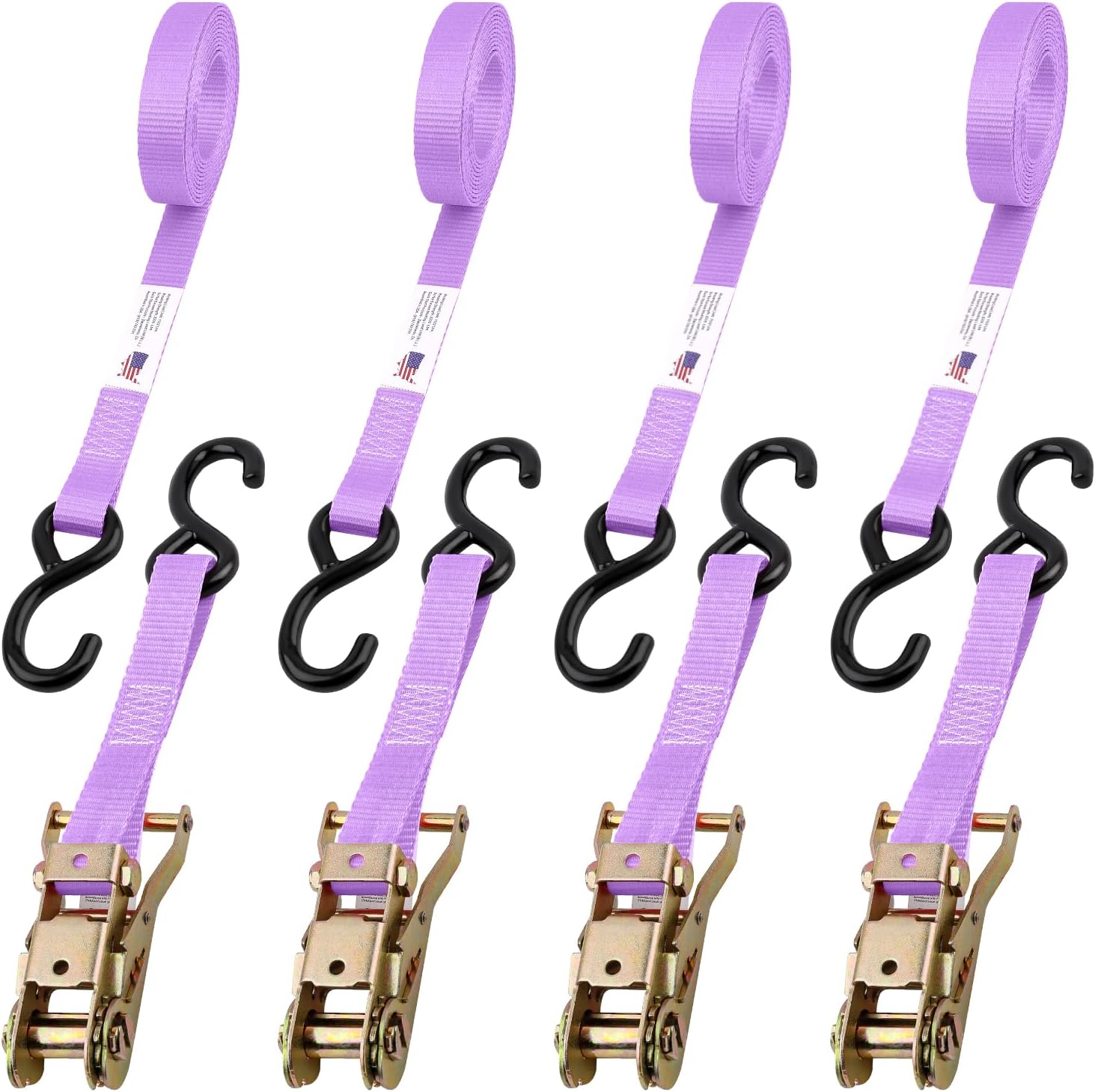 Amazon.com: Ratchet Tie Down Straps (4 Pack) - 3,306lb Max Break ...