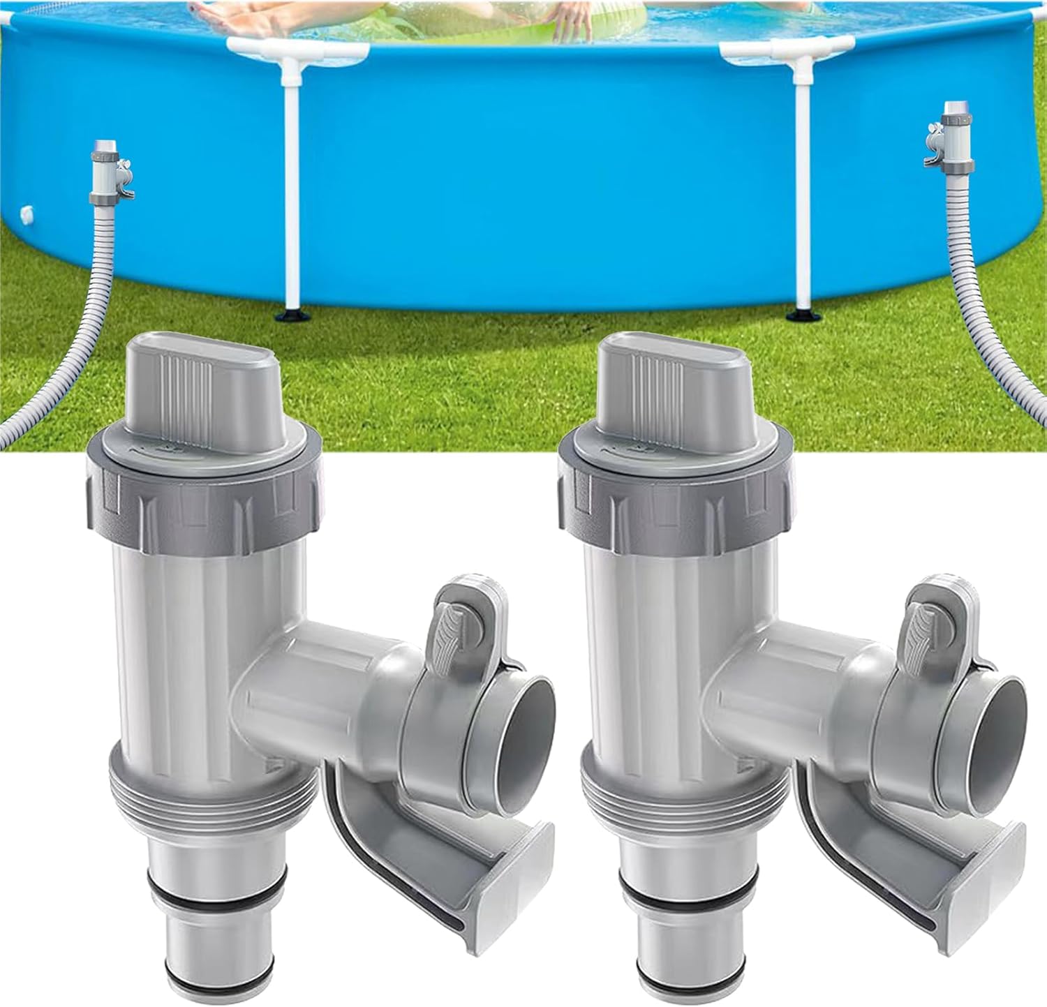 Lot de 2 valves à plunger Plus pour piscine hors-sol 2 en 1, valve à ...