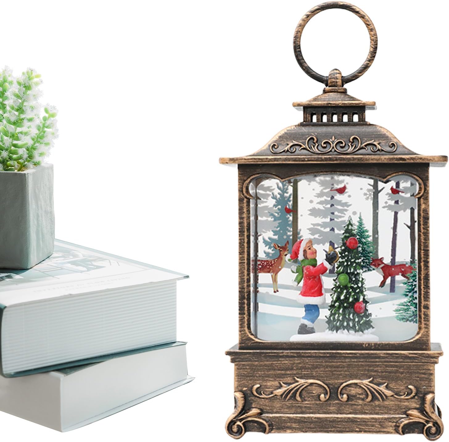 Snow Globe Lights,LED Snow Globe Swirling Lantern - Swirling LED Snow ...