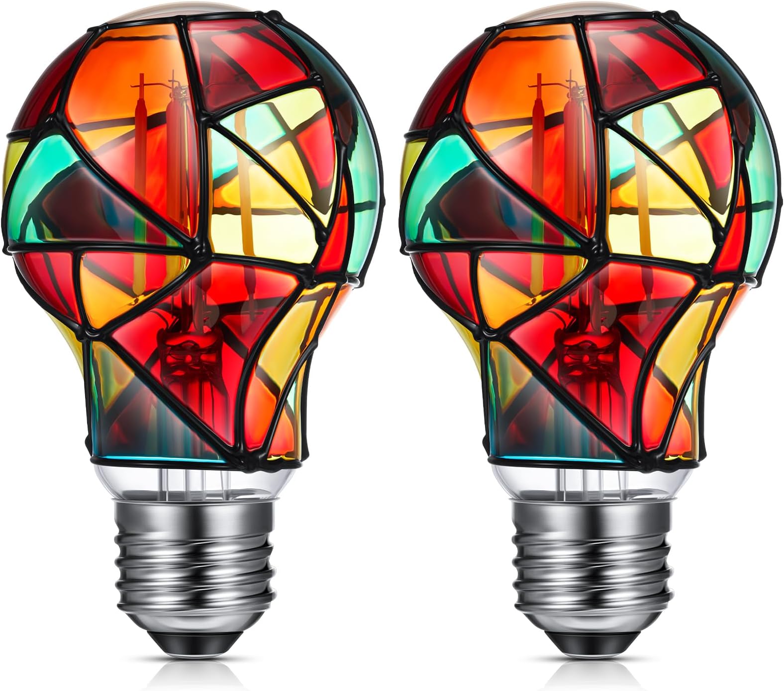 Greeogin Dimmable Stained Glass LED Edison Bulb, LED Color Bulb,C35 E12 ...