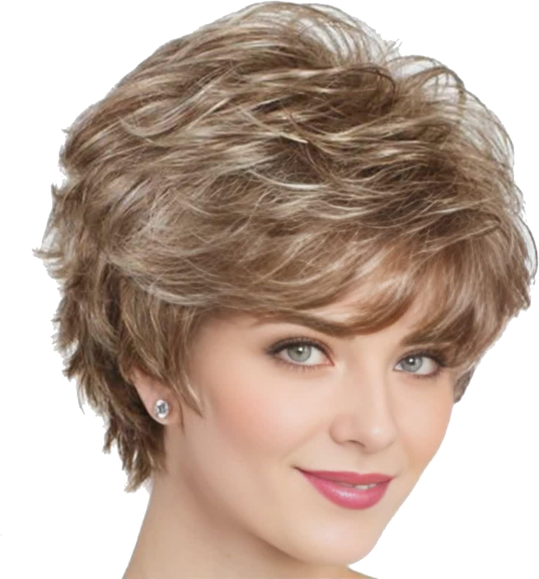 Amazon.com : Y YIMANEILI Pixie Layered Short Blonde Brown Wigs for ...