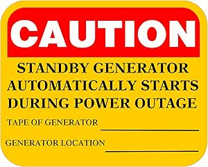 Amazon.com: 5x3.5 inch Caution Standby Generator Automatically Starts ...
