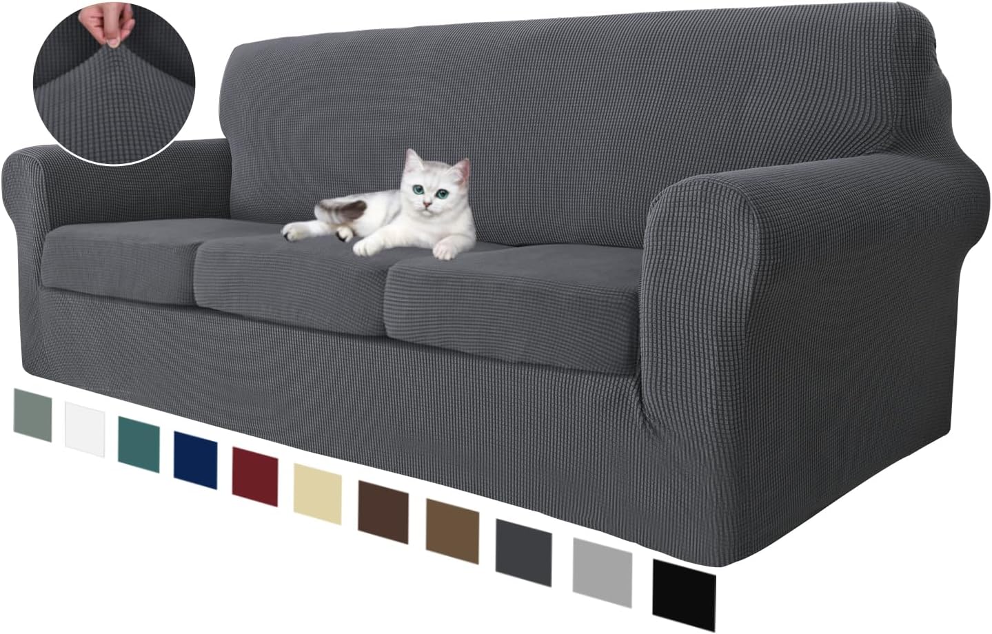 Amazon.com: hyha 4 Pieces Couch Covers for 3 Cushion Couch Sofa, Sofa ...