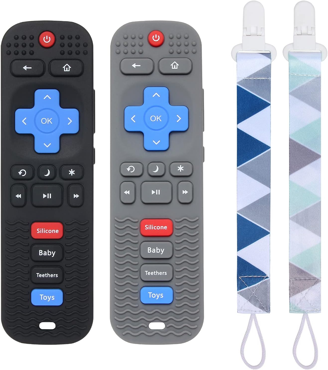 Amazon.com : 3 Pack Remote Control Shape Silicone Teethers for Babies ...