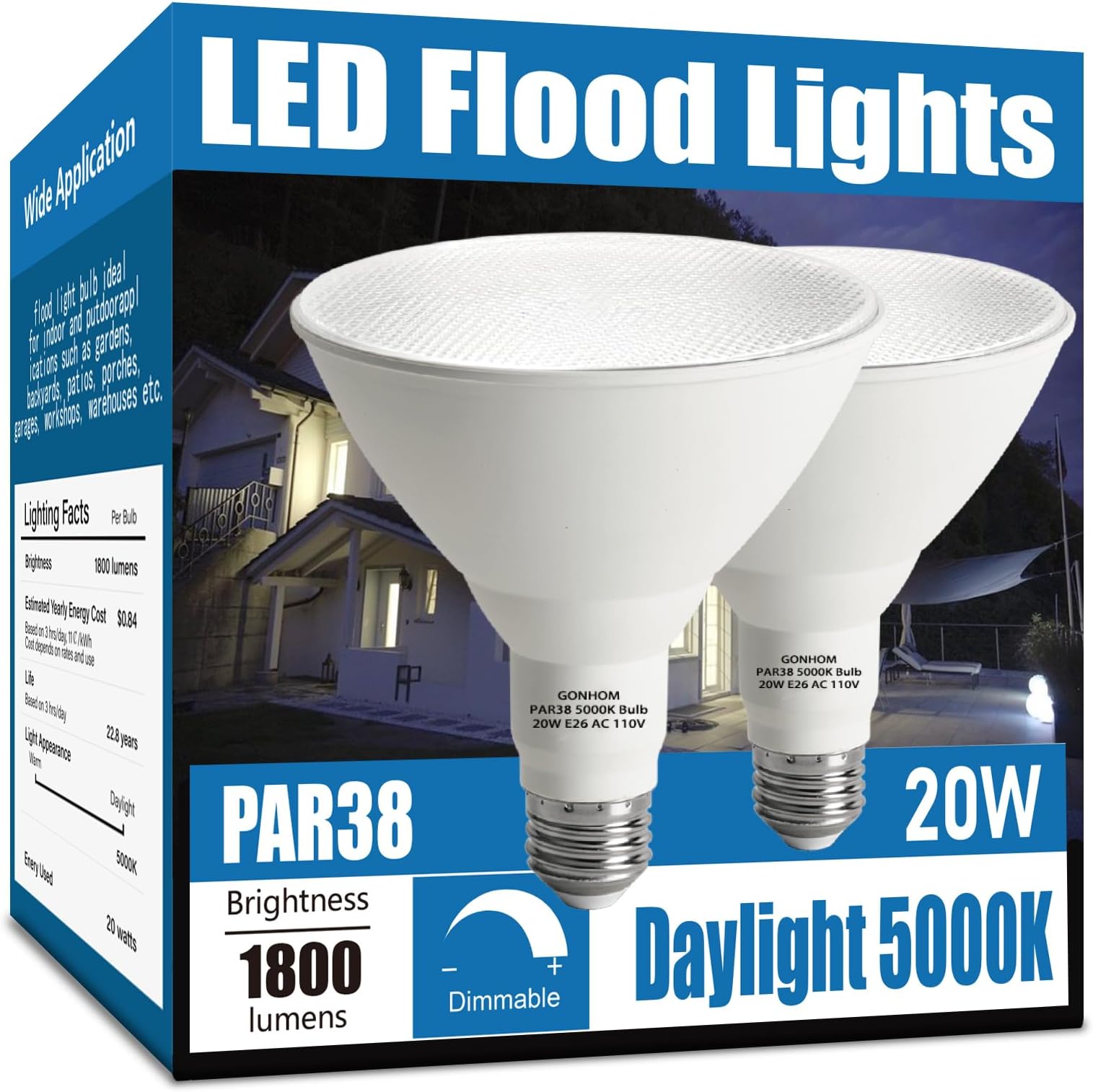 (Pack of 2) K21471 LED PAR38/FL 120V - 18 Watt High Output (100W ...