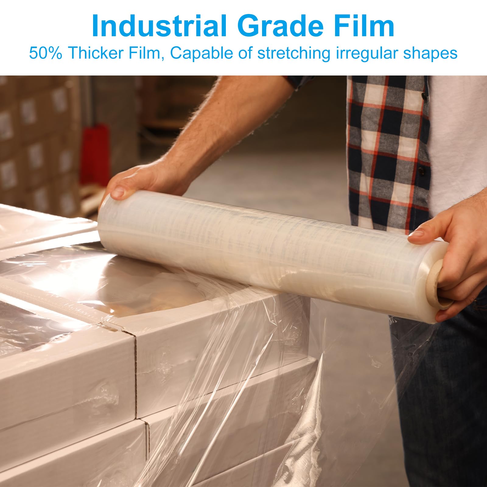 PATIKIL 3″ x 656 Feet Stretch Wrap Roll, 2 Pack 80 Gauge/20 mic Thick ...