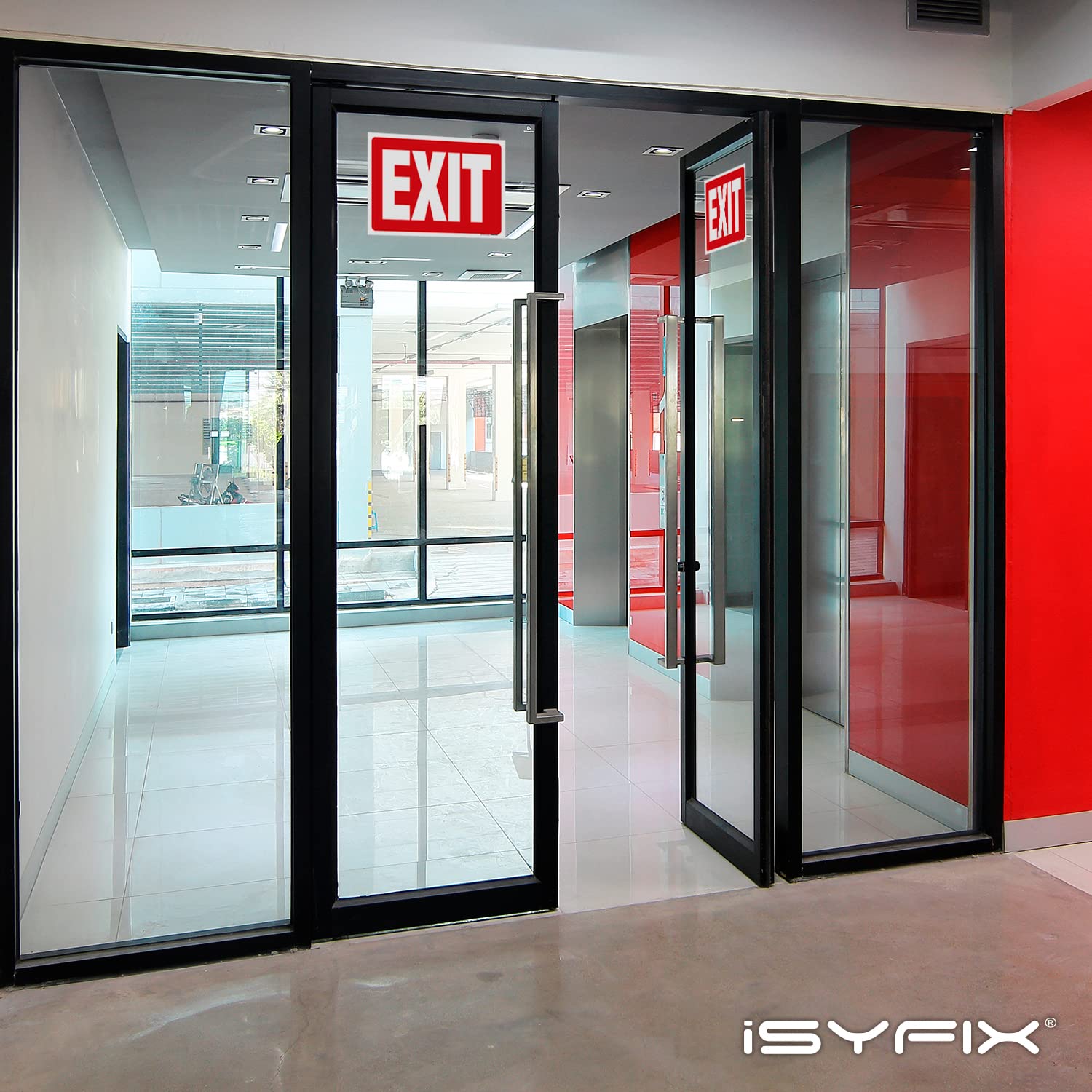 Snapklik.com : iSYFIX Exit Signs Stickers 2 Pack 14X10 Inch Premium ...