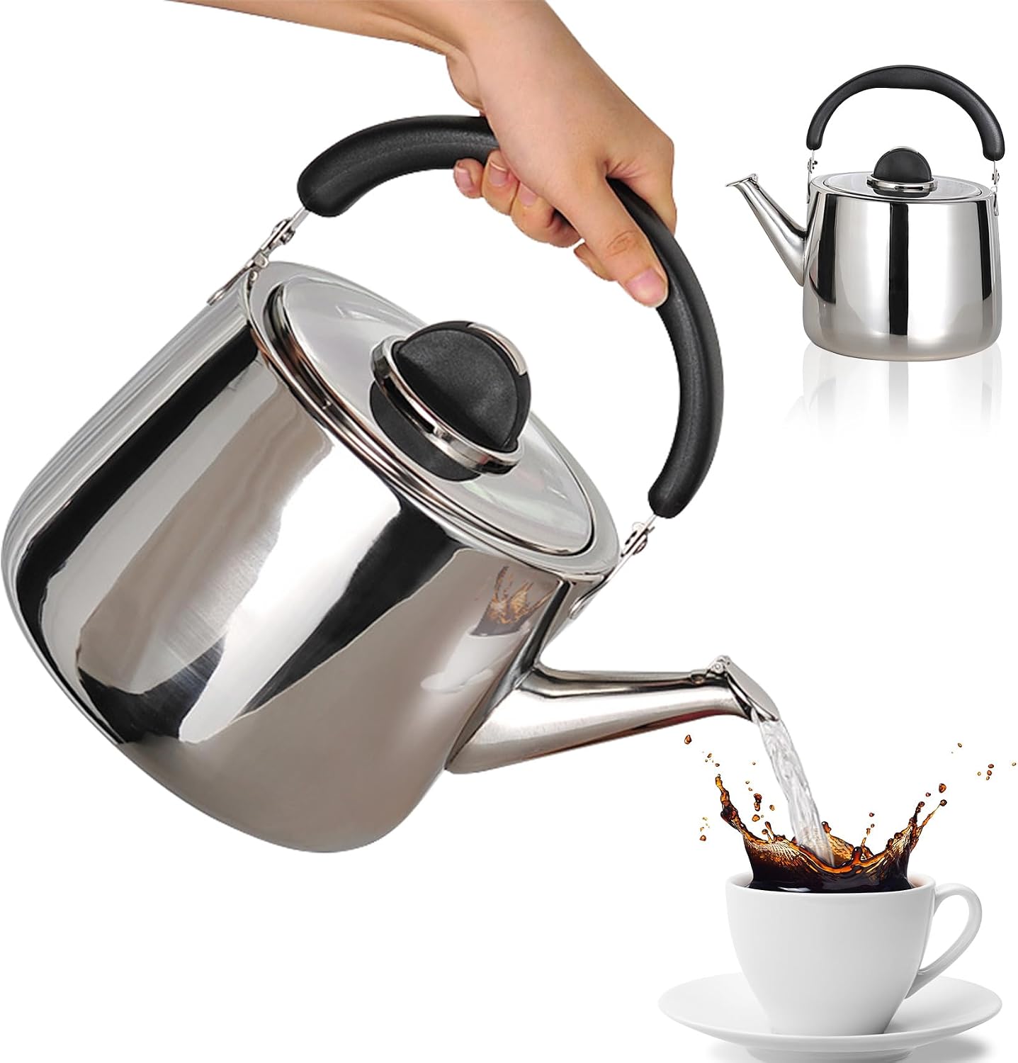 Amazon.com: 4L Whistling Tea Kettle, Food Grade Stainless Steel Teapot ...