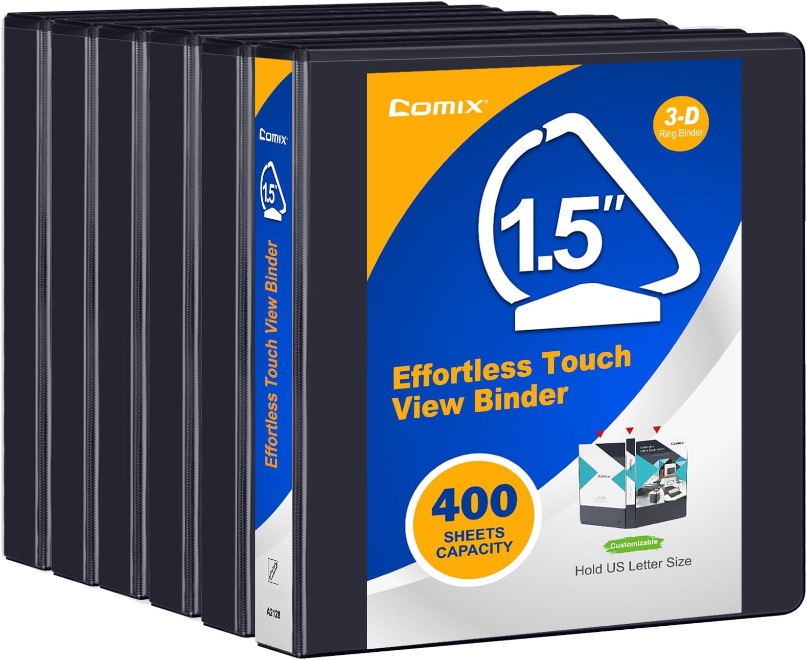 Amazon.com : Comix 1.5 inch 3 Ring View Binder, 1.5" Slant-D Ring ...