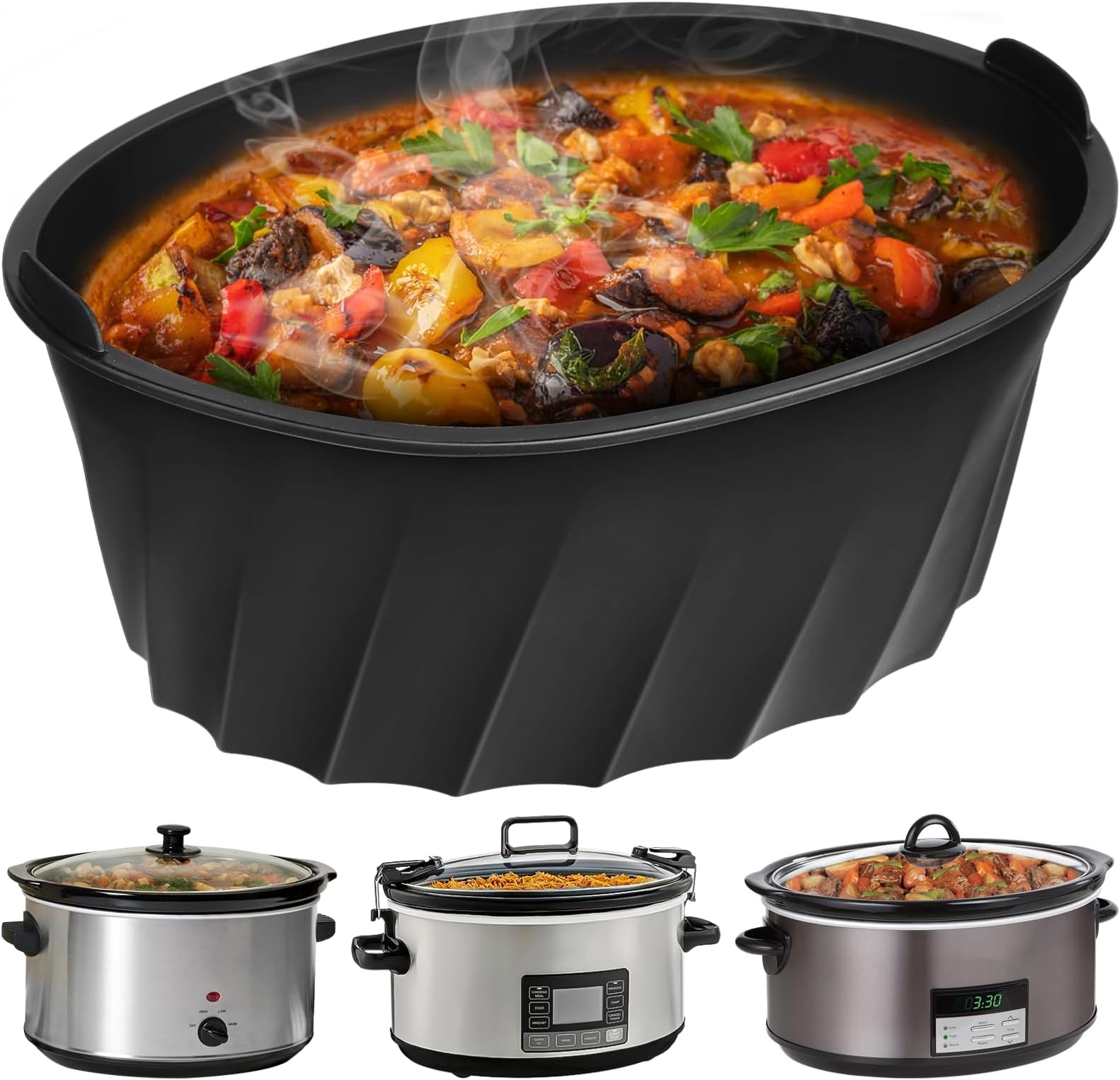 Amazon.com: Reusable Silicone Oval Slow Cooker Liners with Handles fit ...